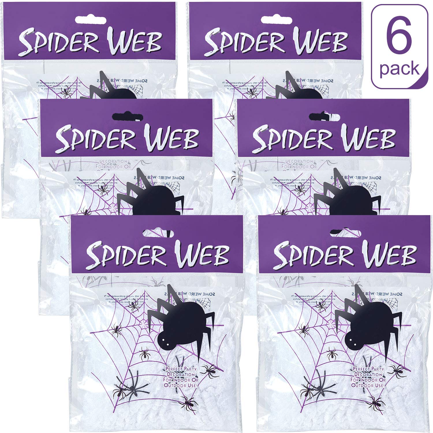 Amazon.com: Boao 6 Pieces Halloween Spider Webs Stretch Cobwebs with 12 ...