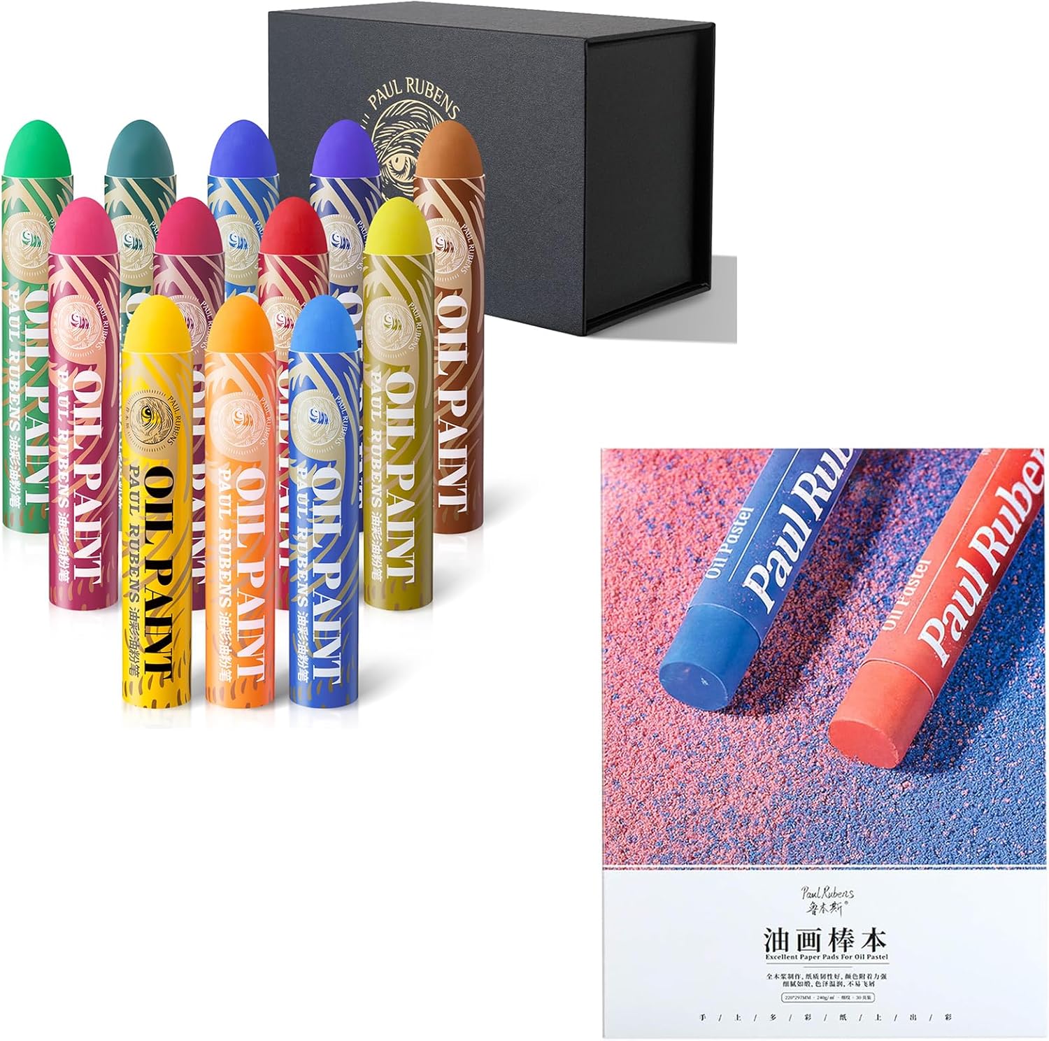 Amazon.com : Paul Rubens 12 Vibrant Colors Extra Large Oil Pastels Set B Oil Pastels Paper ...