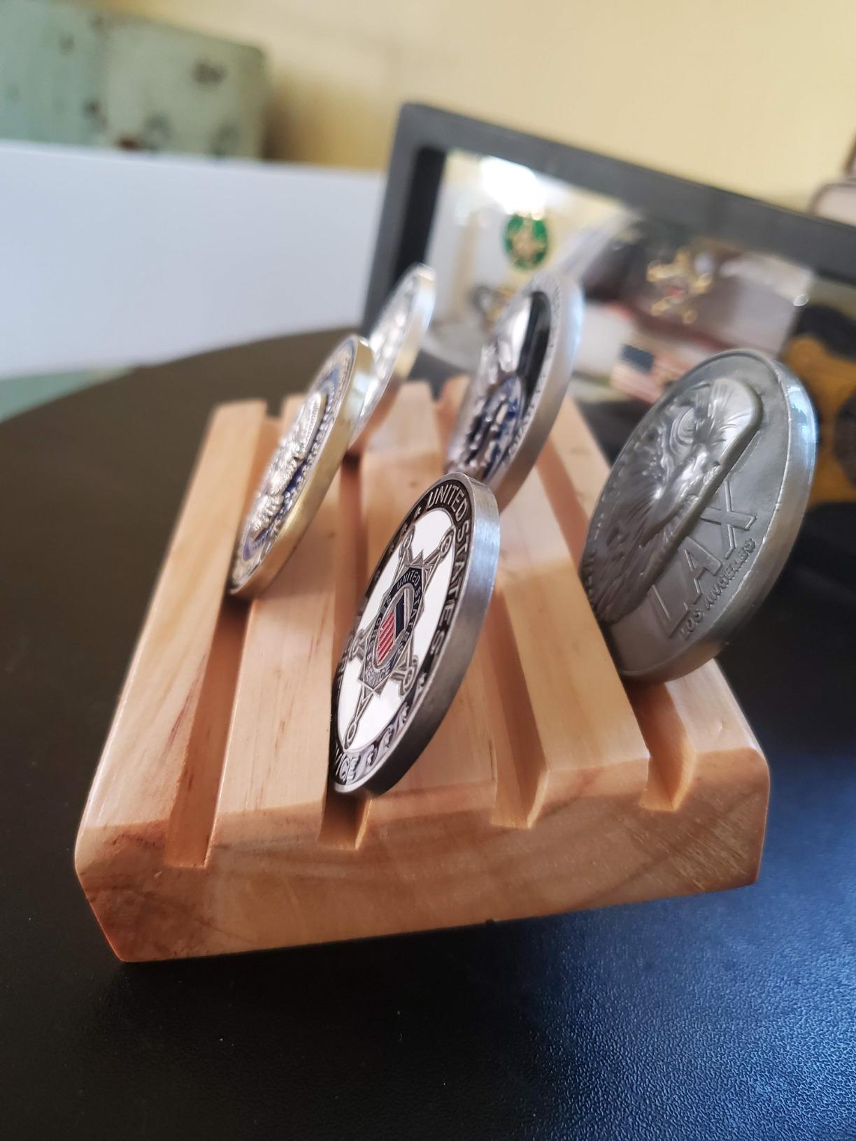 Amazon.com: AtSKnSK 4 Rows Wood Military Challenge Coin Display Stand ...