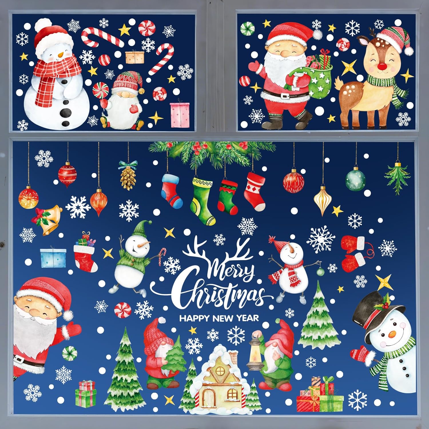 Amazon.com: Christmas Window Clings for Glass 177PCS Santa Claus Window ...