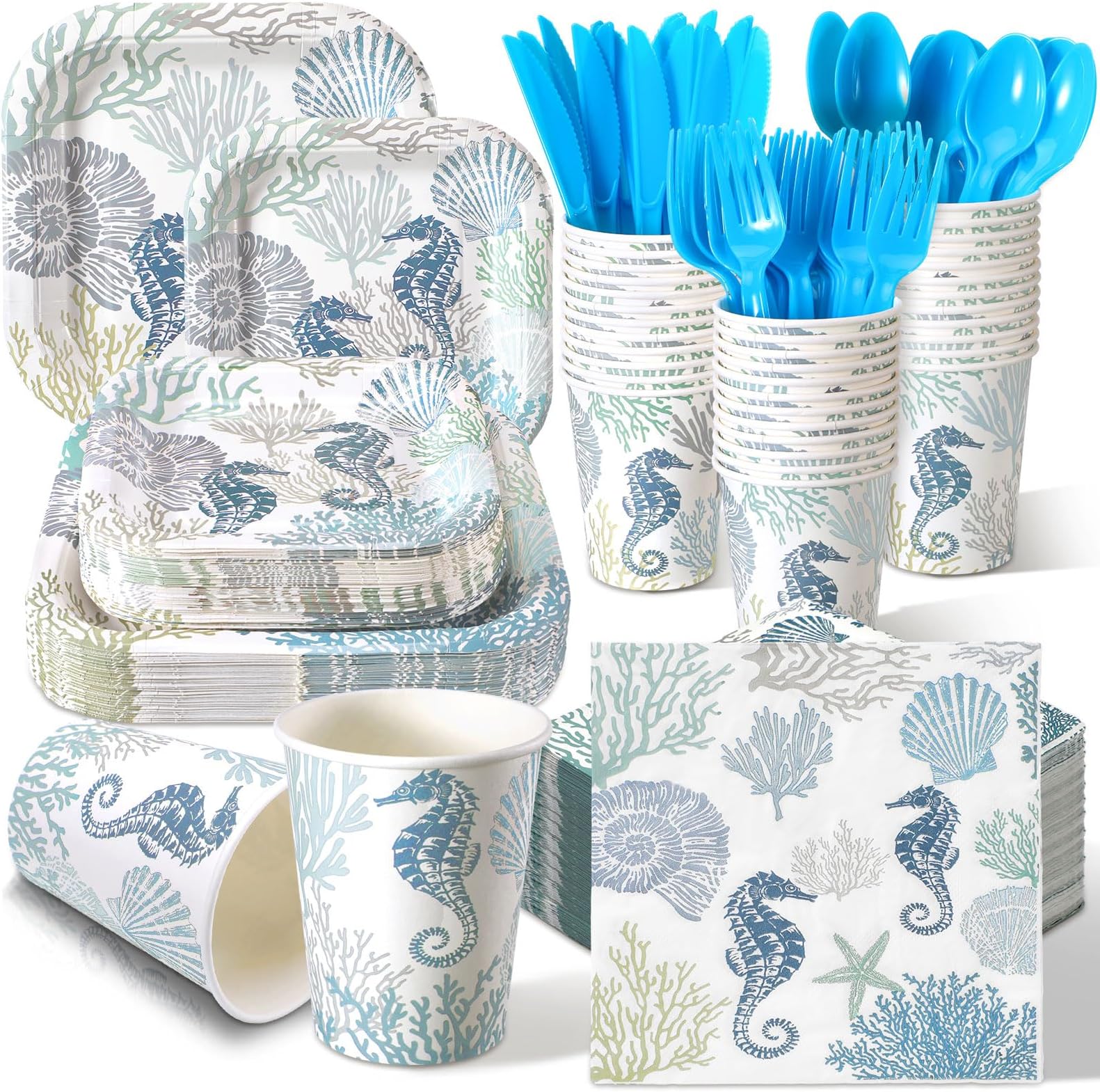 Amazon.com: HIPVVILD Seashell Beach Party Decorations Dinnerware ...