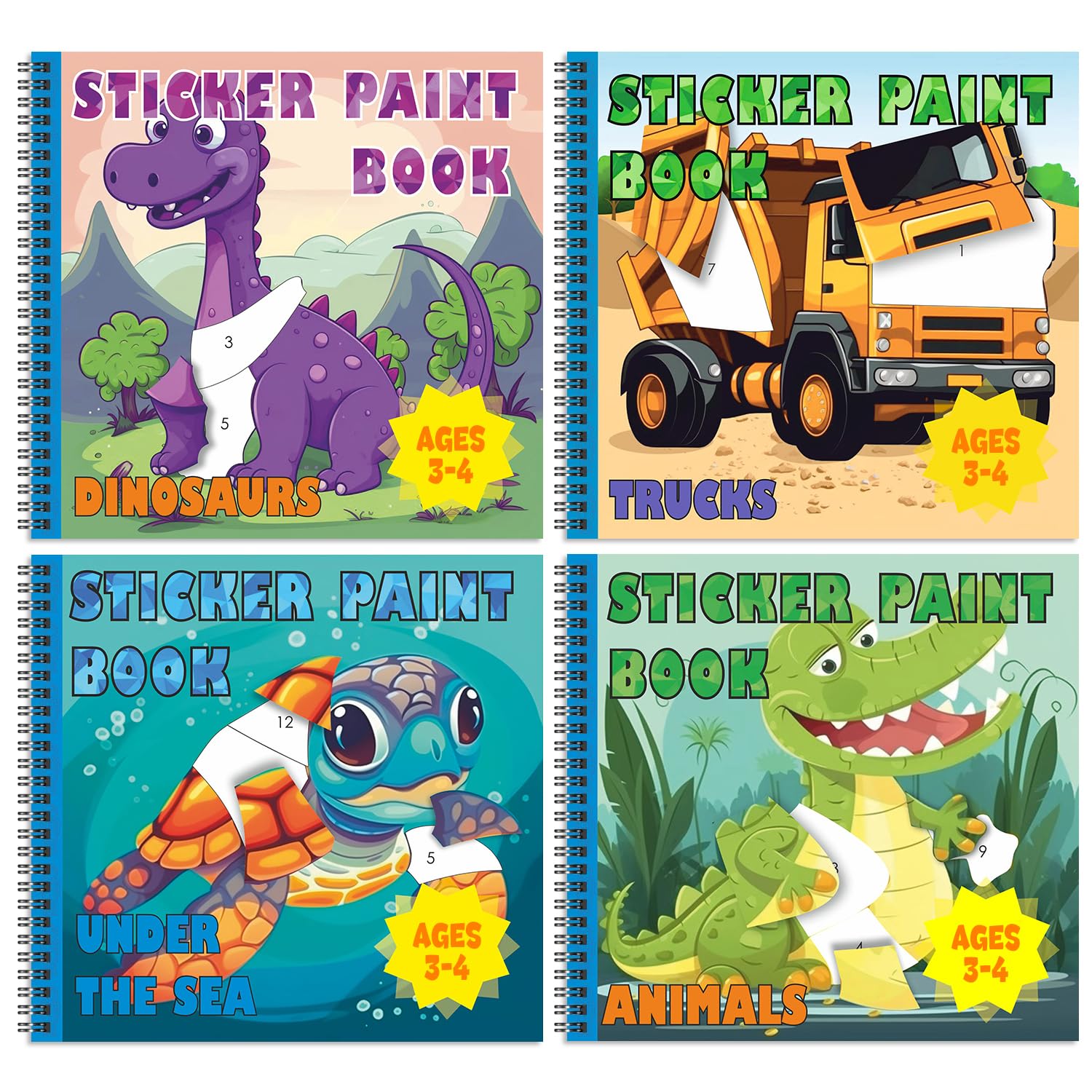 Amazon.com: BulbaCraft 4Pcs Sticker Paint Books for Ki ds — Sticker by ...