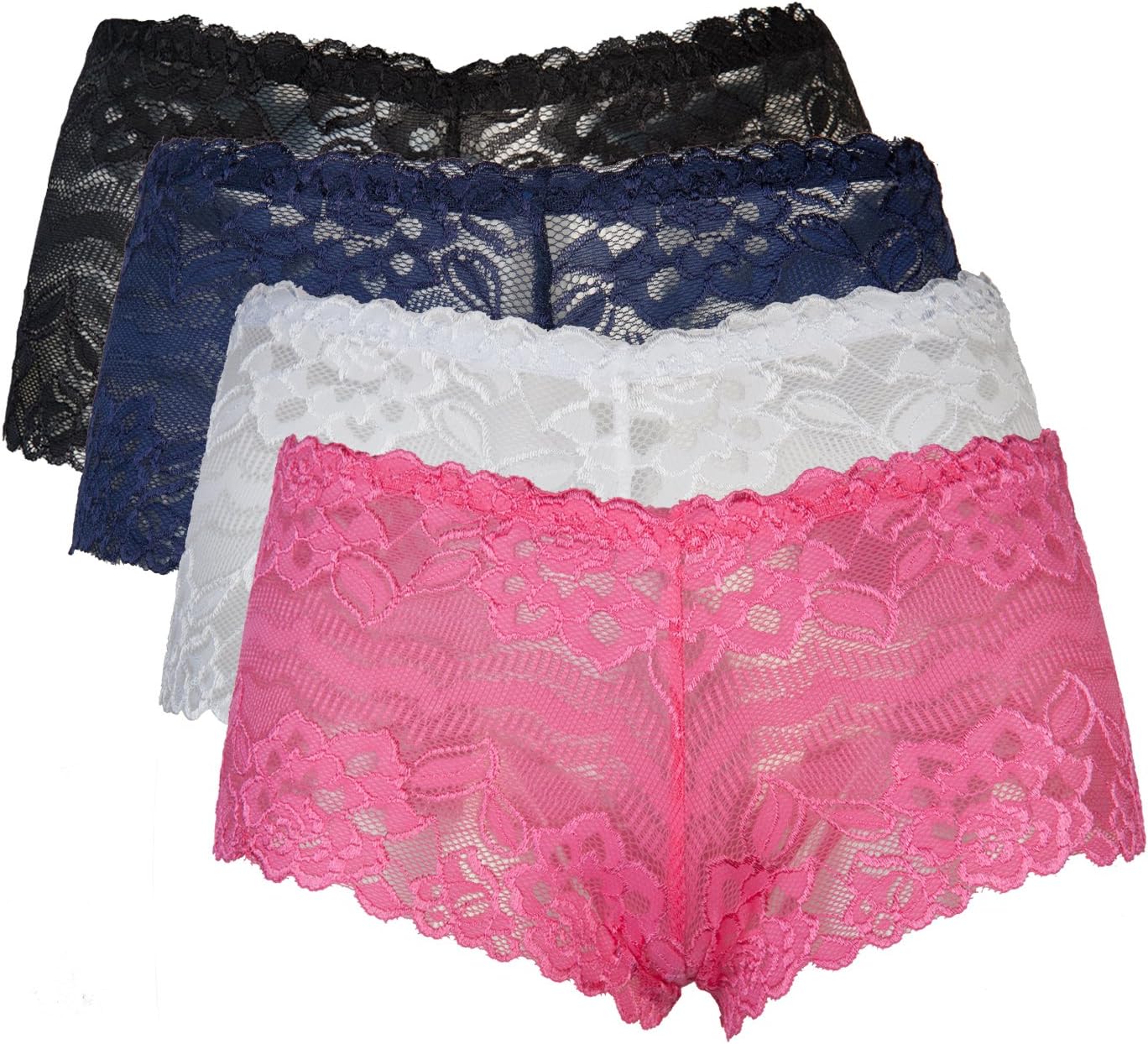 RUFINA #55 - Pack of 4 - Women's Sexy Lace Hip Hugging Boyshort Bikini ...