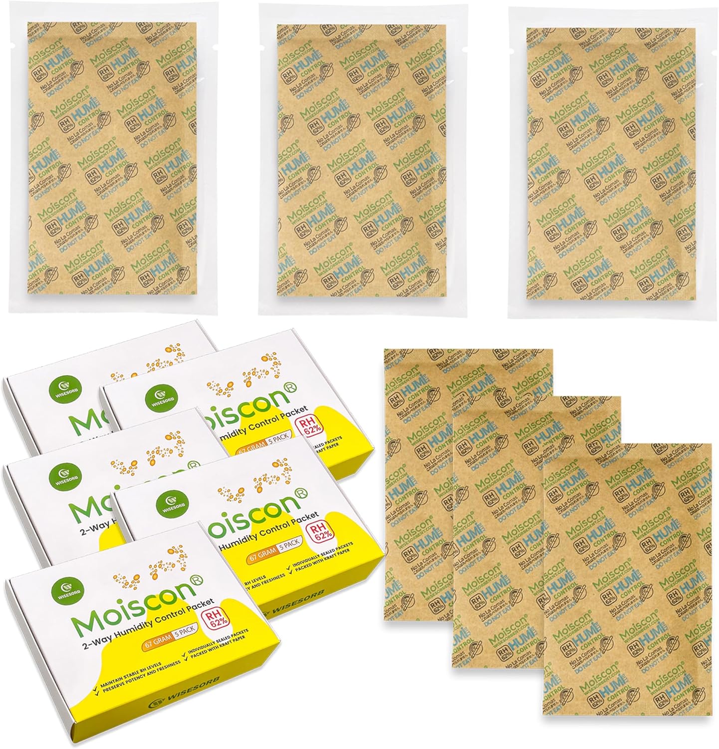 Amazon.com: Wisesorb 62% Two-Way Humidity Control Packs, 67 Gram 25 ...