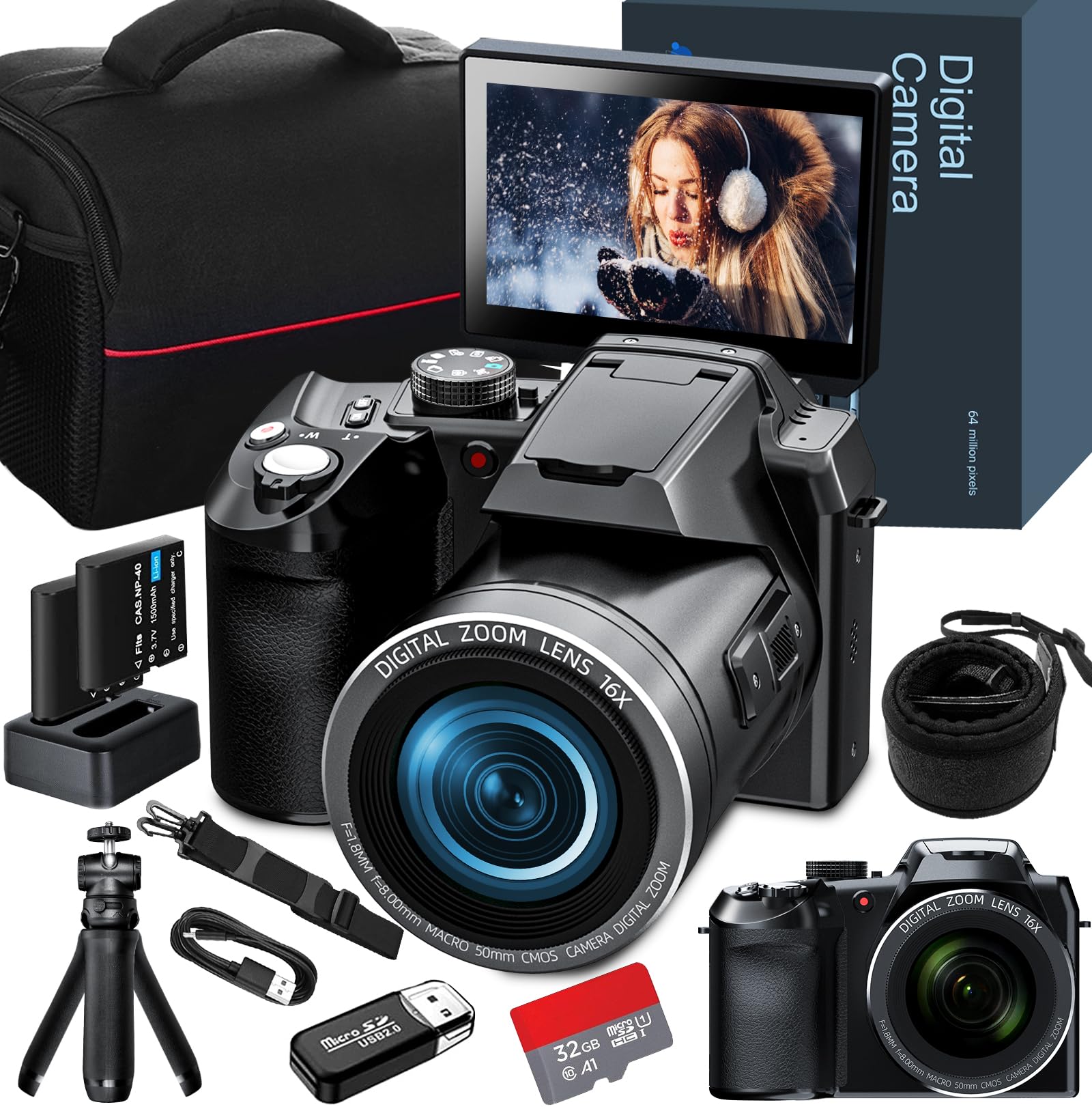 Snapklik.com : Monitech Digital Camera For Photography 64MP, 4K ...
