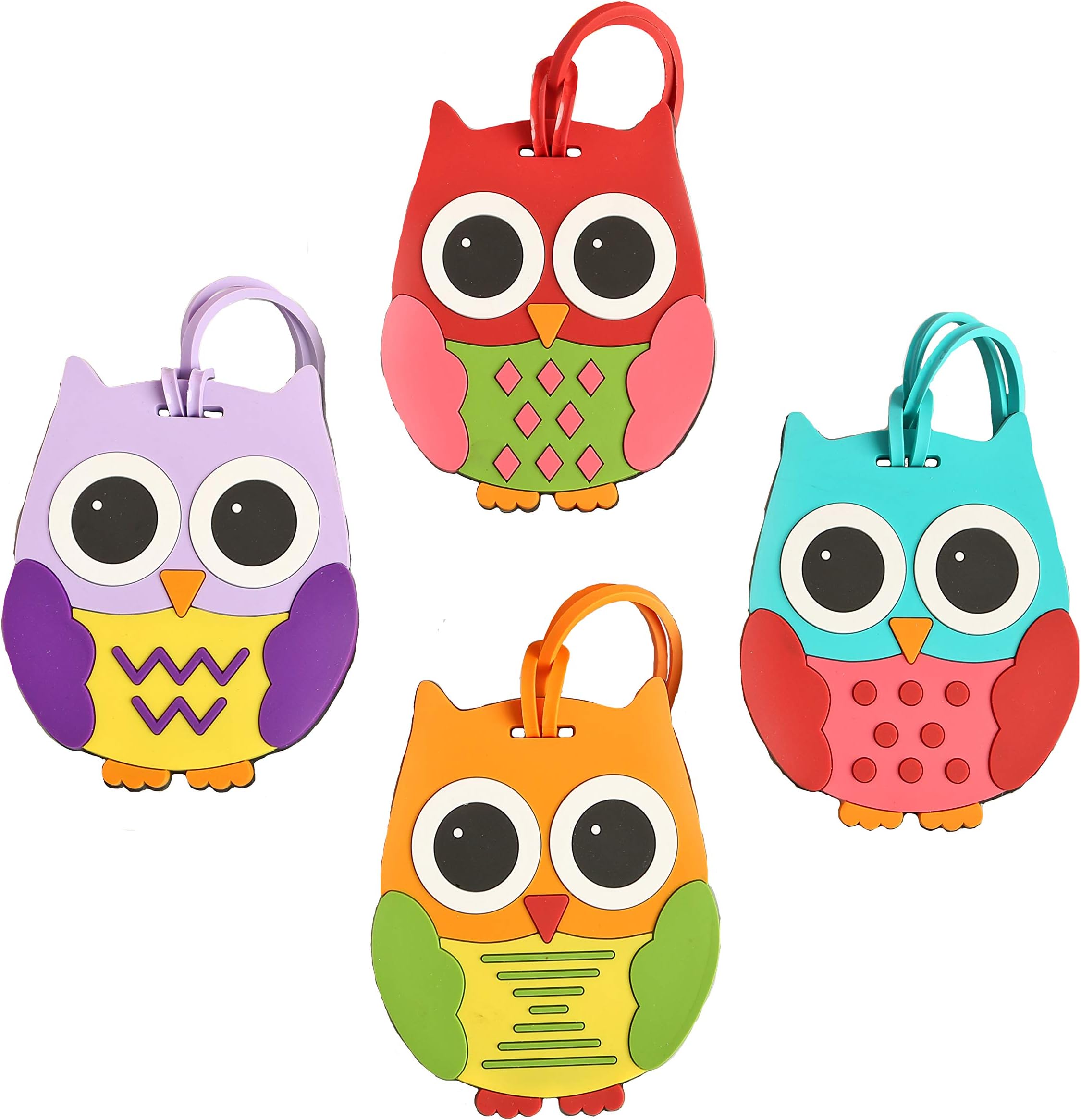 Amazon.com: Colorful Unique Owl Luggage or Backpack ID Tags (Set of 4 ...