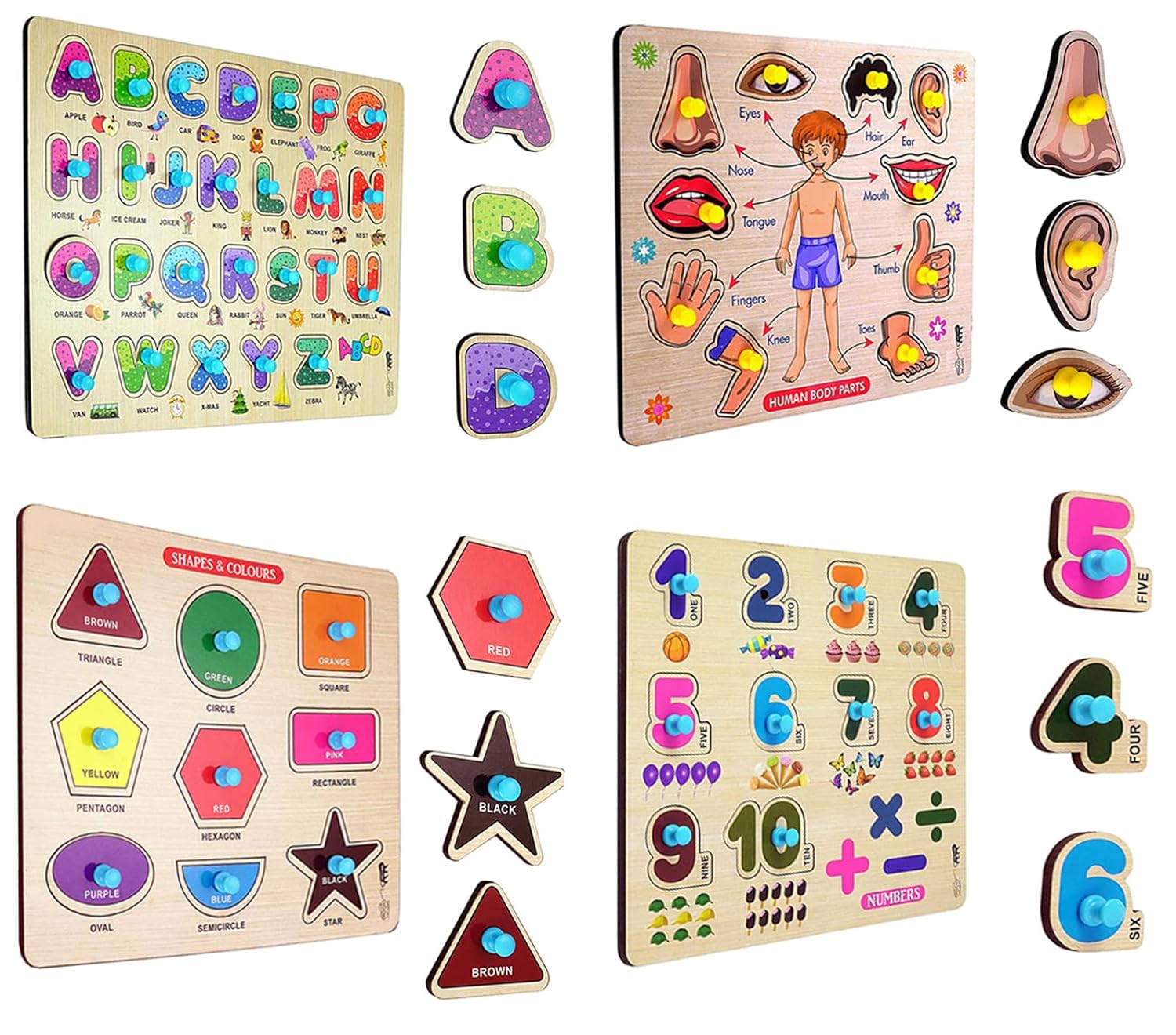 APPSTER Jumbo Size Colorful Wooden Puzzle Toy for Kids Jigsaw Puzzles ...