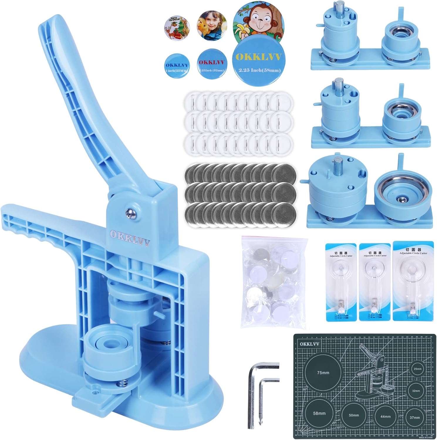 Amazon.com: Button Maker Machine Multiple Sizes 1+1.25+2.25 Inch Button ...