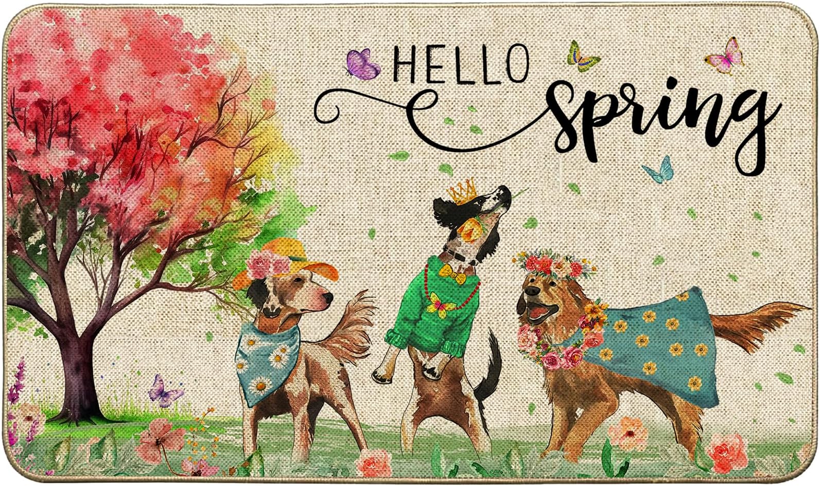 Amazon.com: Suttmin 2 Pieces Hello Spring Kitchen Rugs Bloom Where You ...