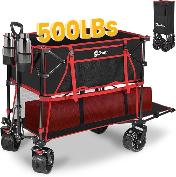 Amazon.com : 400L Large Capacity Folding Double Decker Wagon with ...