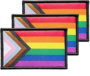 Amazon.com: 3Pcs Progress Rainbow Pride Flag Patch 2x3 Inch, Hook Loop Tactical Embroidered ...