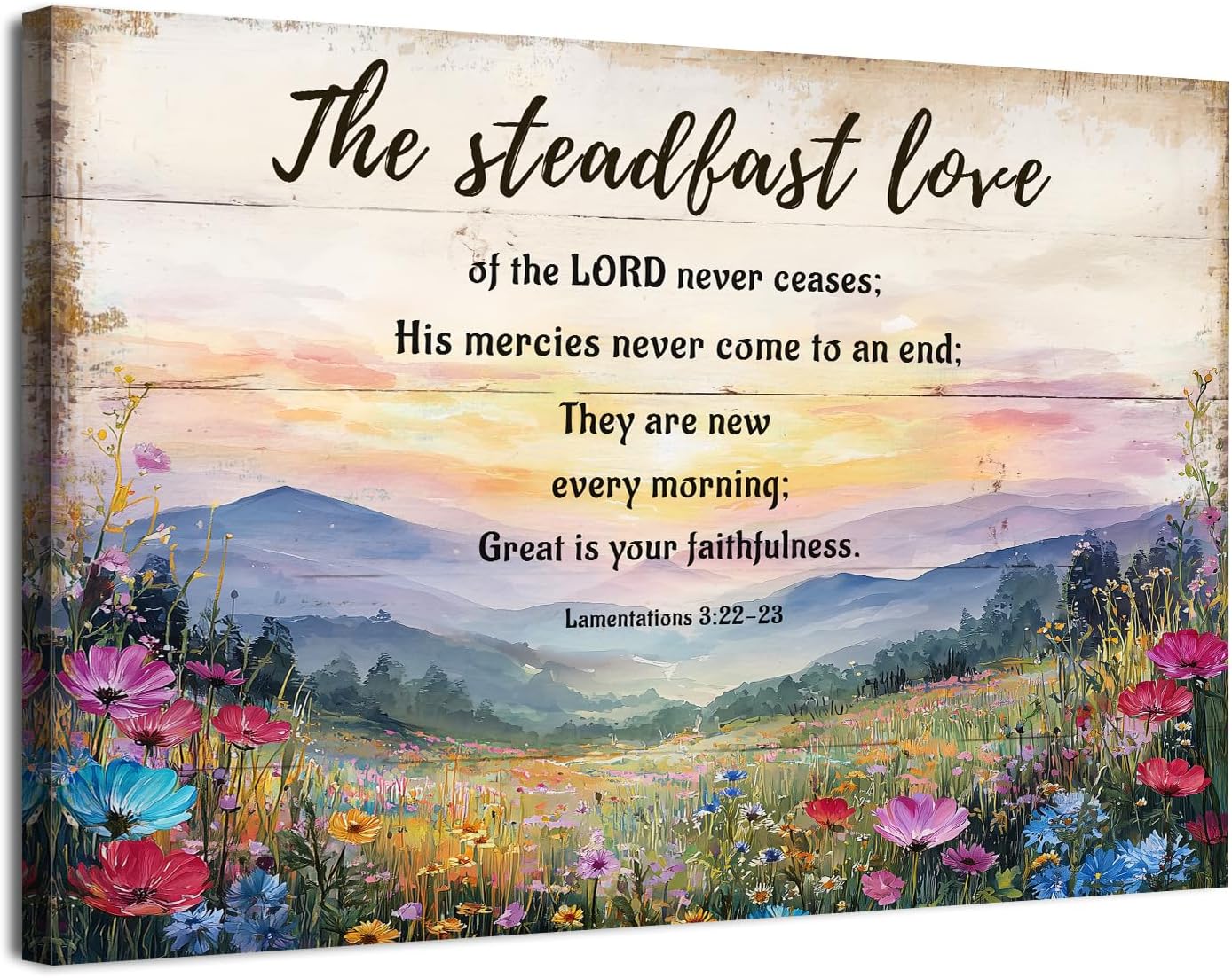Amazon.com: Christian Scripture Wall Art Lamentations 3:22-23 Floral ...