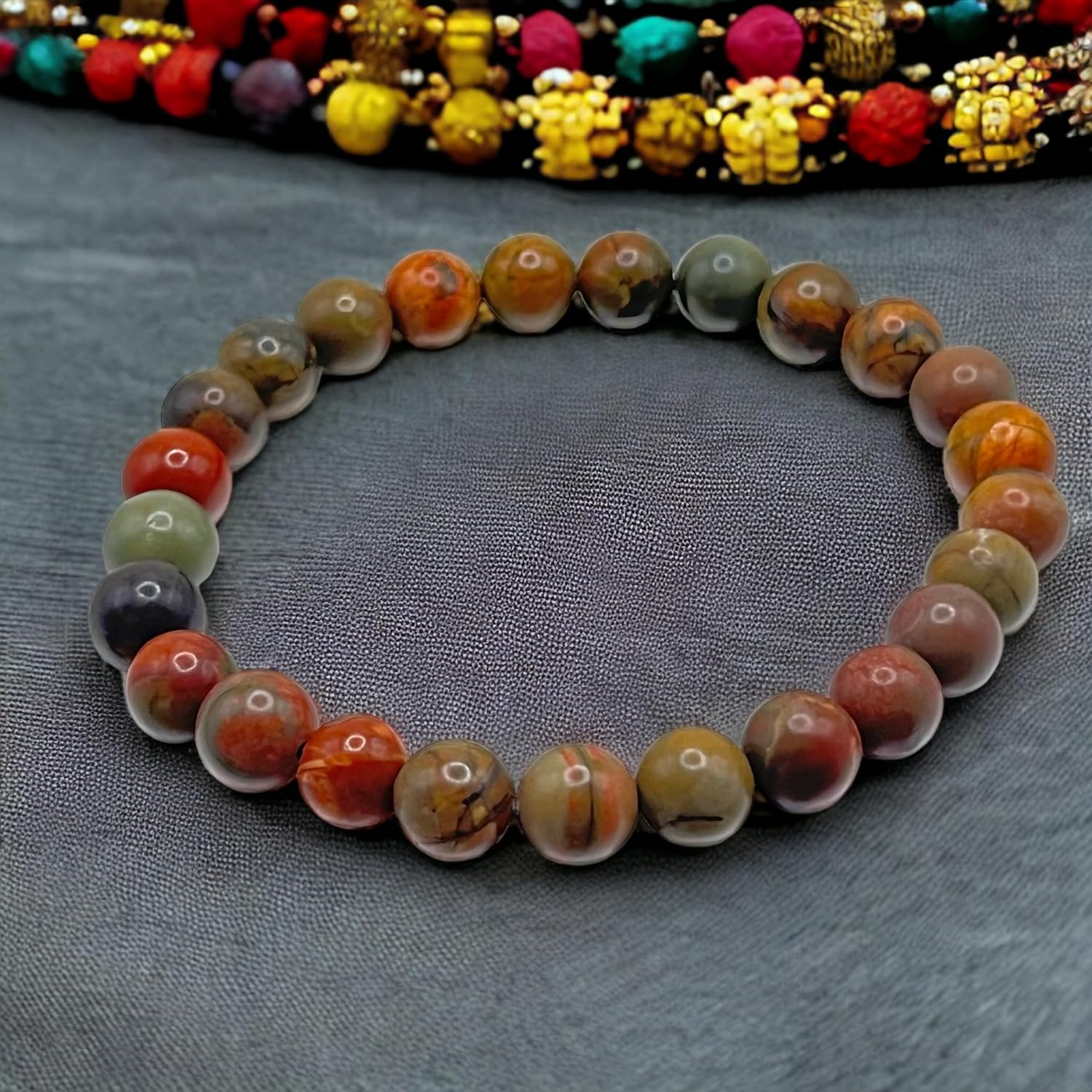 3J Crystal Map Jasper Natural Healing Crystal Gemstone Beads Grounding ...