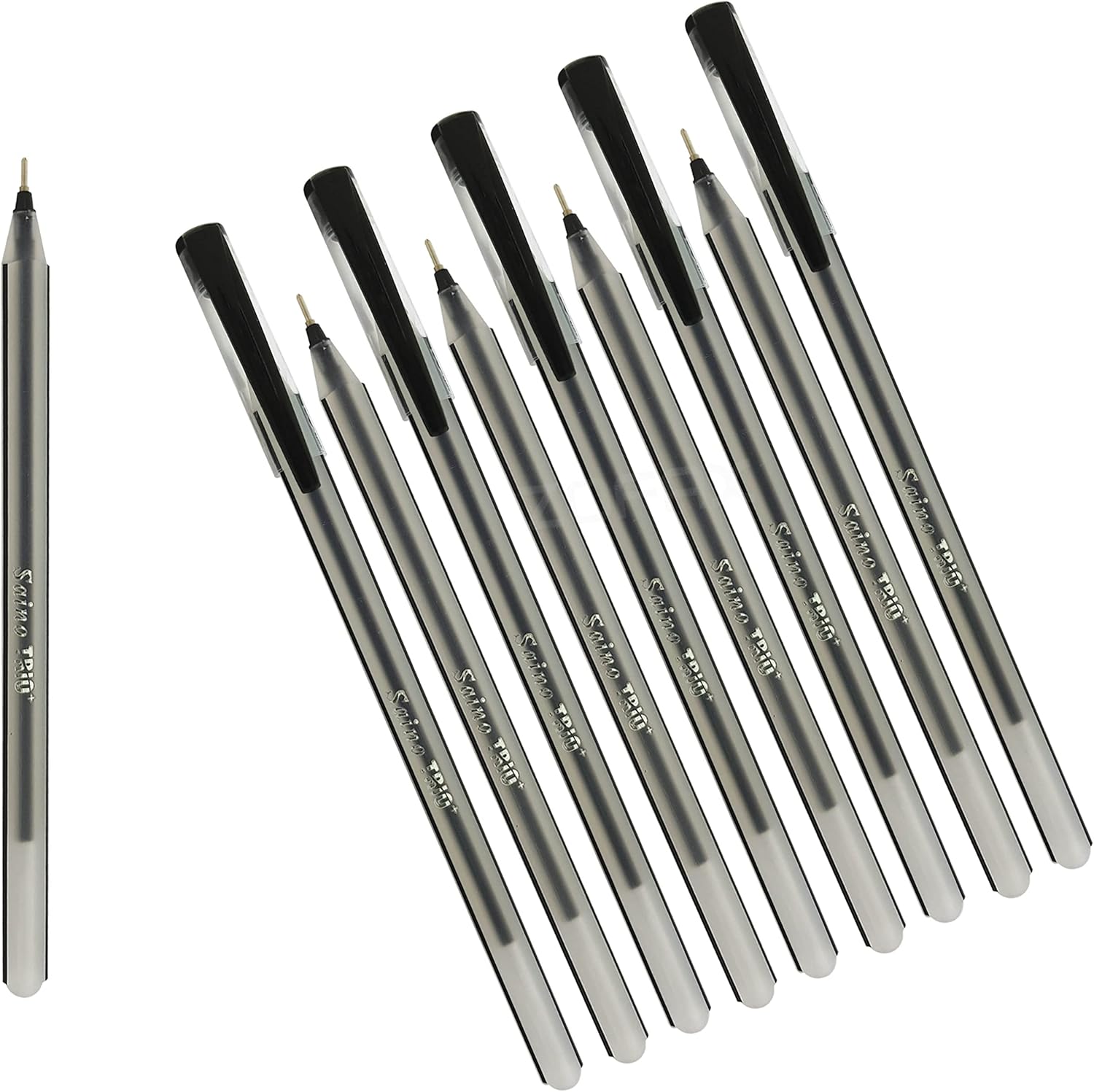 SAINO 10 x 0.7mm Trio Triangular BLACK Ballpoint Pens Easy Grip Smooth ...
