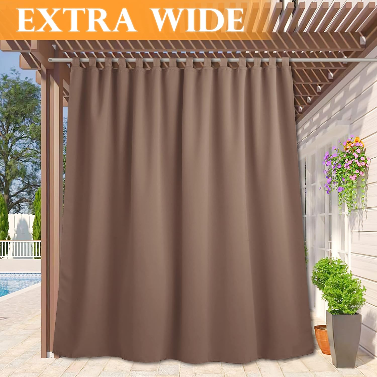 Amazon.com: RYB HOME Windproof Outdoor Curtains - Extra Wide Waterproof ...