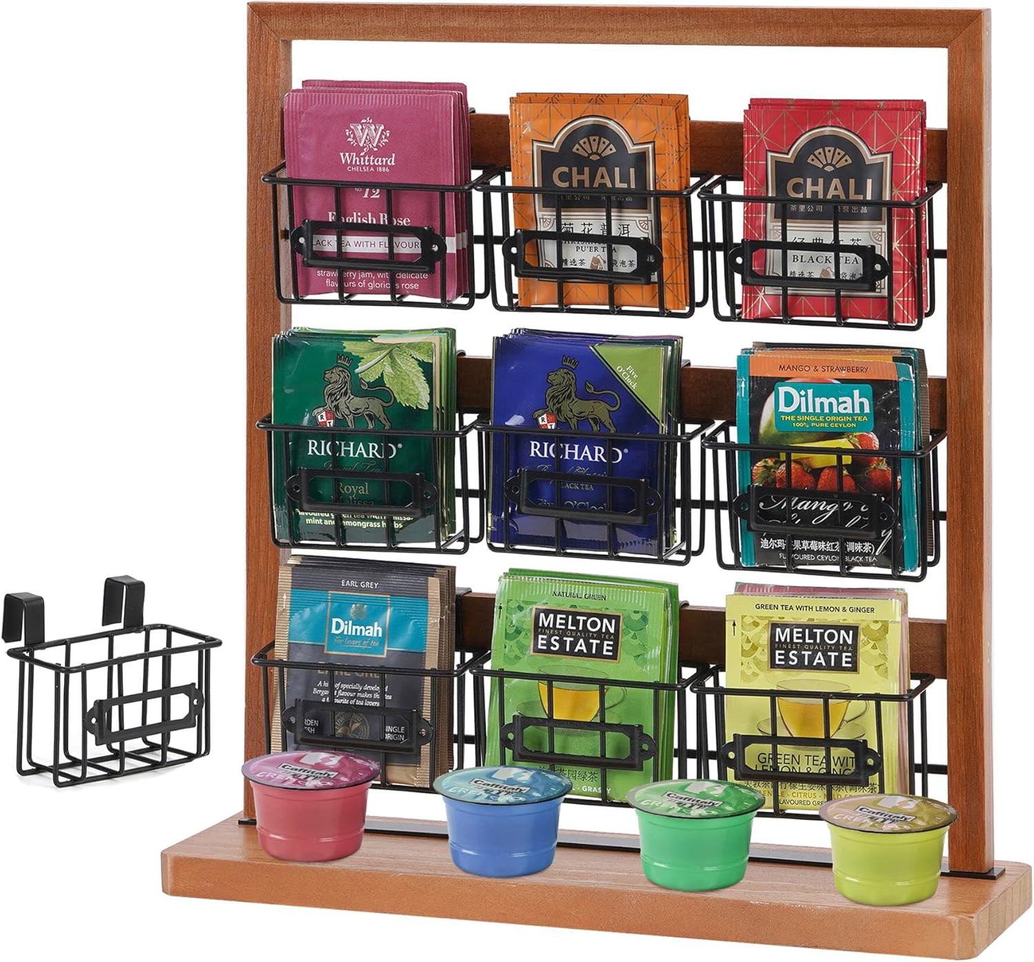 QILICZ Tea Box Tea Bag Organiser, Tea Box with 9 Removable Metal ...