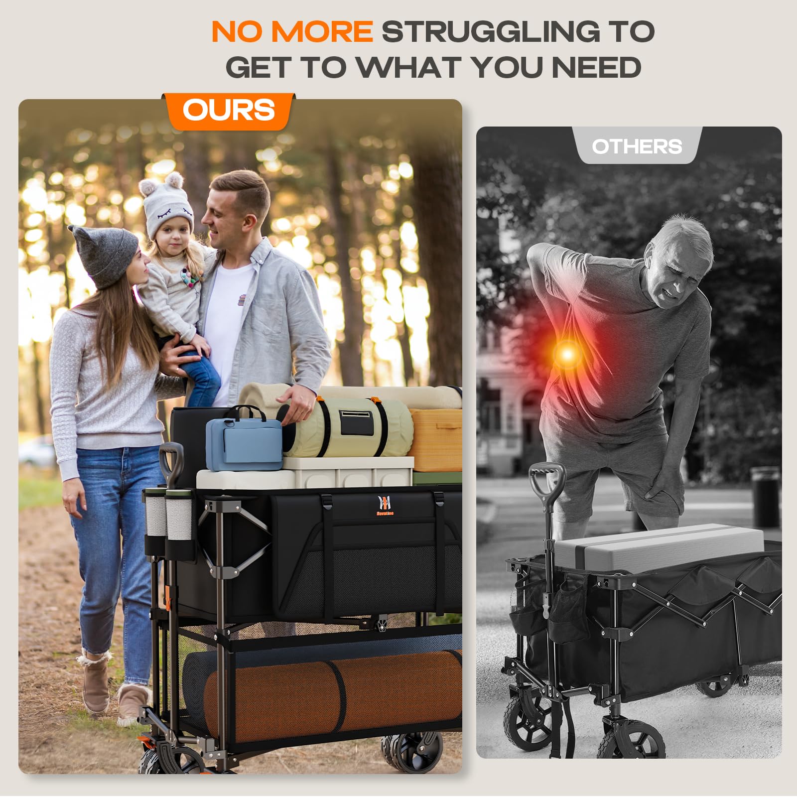 Snapklik.com : Navatiee Double Decker Foldable Beach Wagon, Collapsible ...