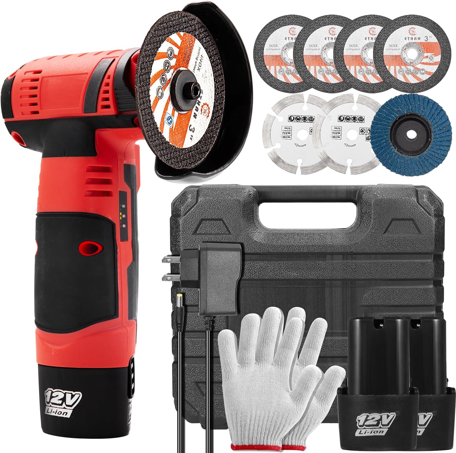 Mini Angle Grinder, Cordless Angle Grinder with 2pcs Batteries ...