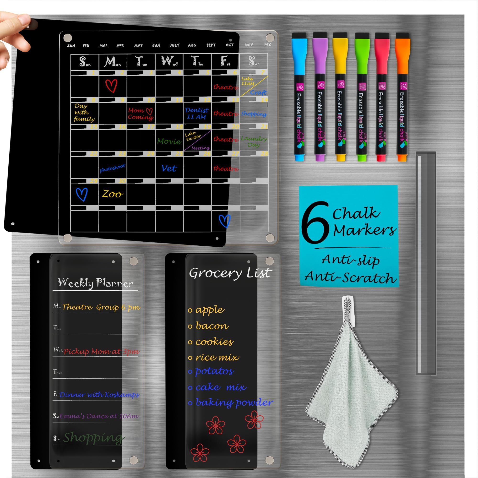 Amazon.com: Acrylic Magnetic Dry Erase Calendar for Fridge Clear ...