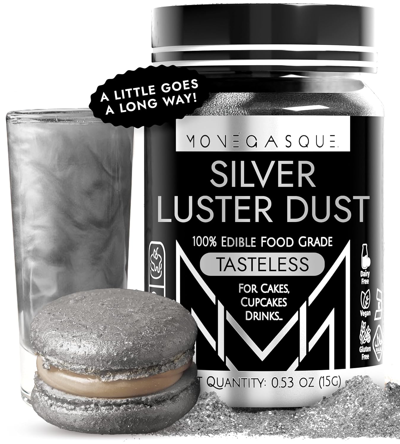 Amazon.com : MONÉGASQUE Silver Luster Dust Edible Glitter for Cocktails ...