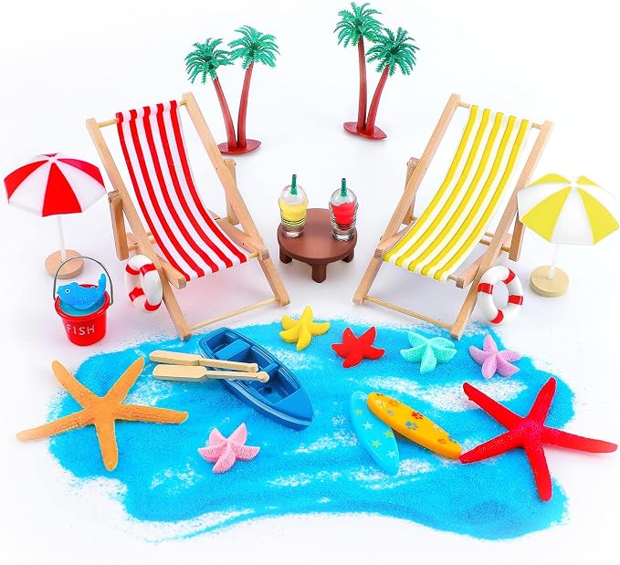 Amazon.com: Minatee 25 Pcs Beach Miniature Dollhouse Decoration ...