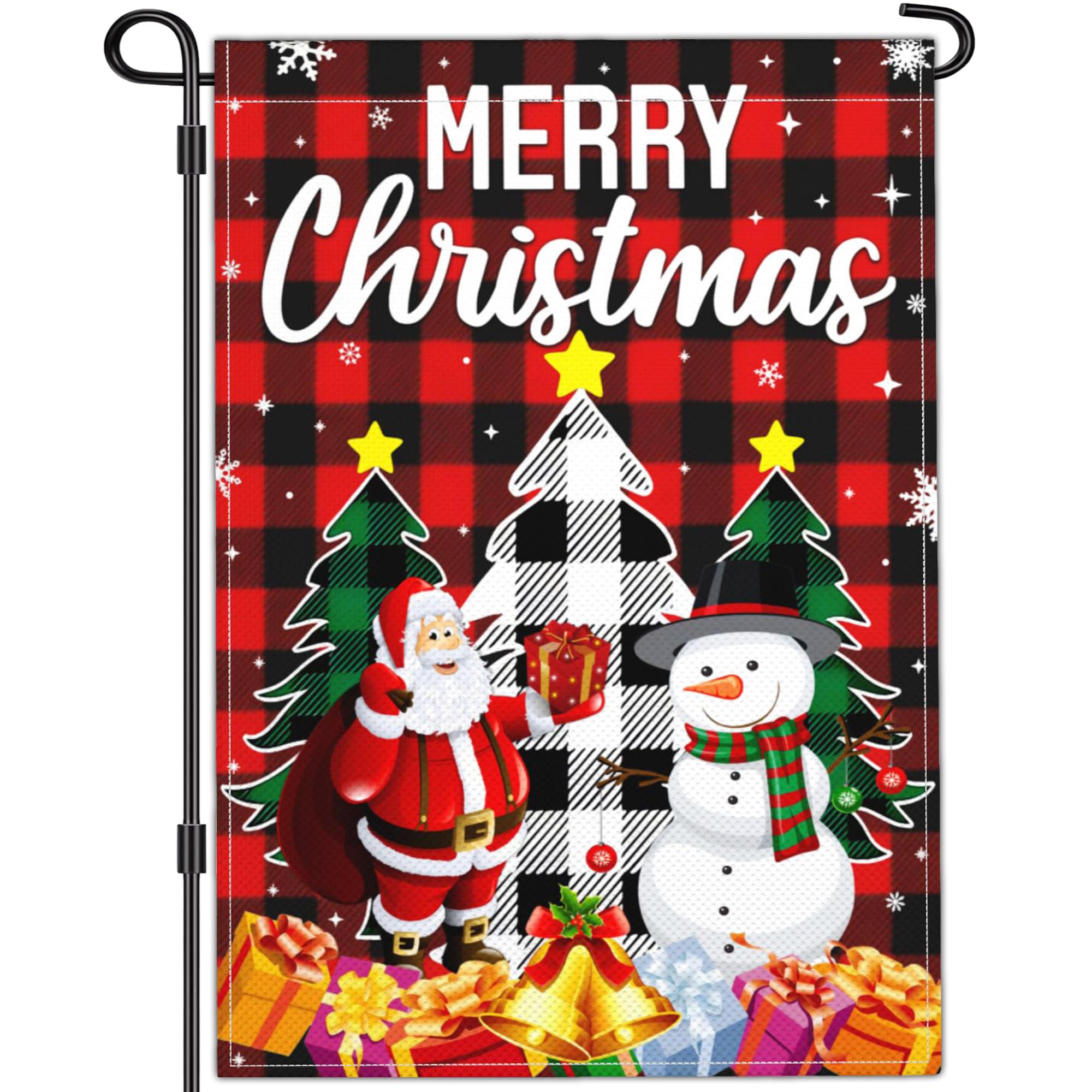 Amazon.com : JZYIZYU Merry Christmas Garden Flag Santa Claus Snowman ...