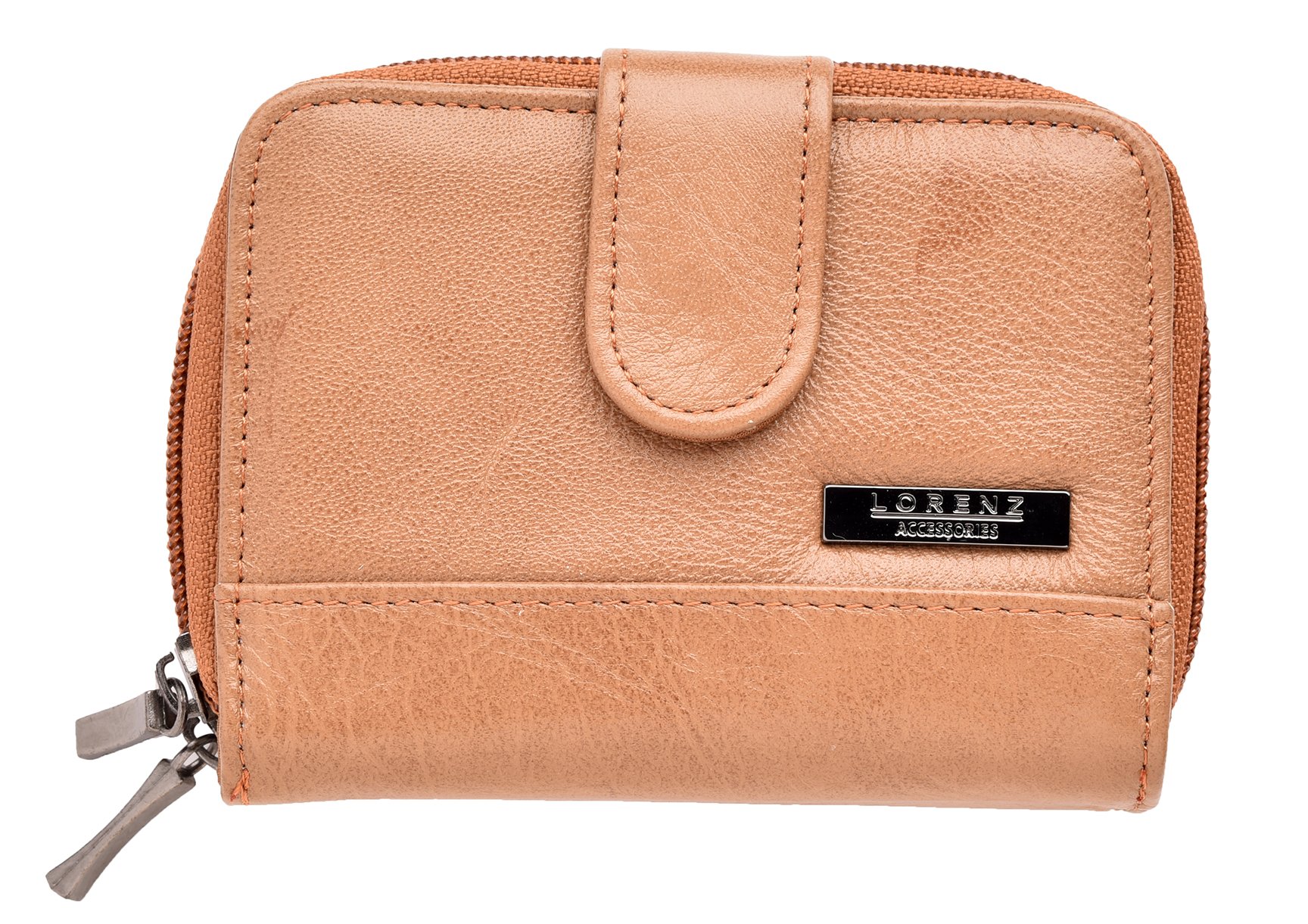 Ladies Small Leather Purse wih 2 Zipped Compartments - Tan : Amazon.co ...