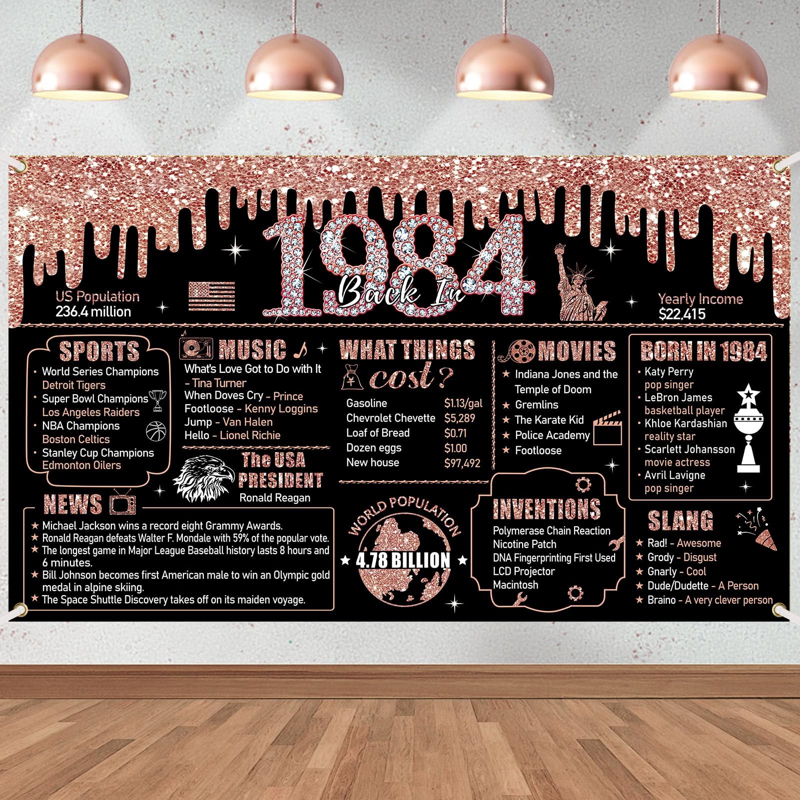 Amazon.com : ArtAubrey Rose Gold 40th Birthday Party Banner, 40th ...