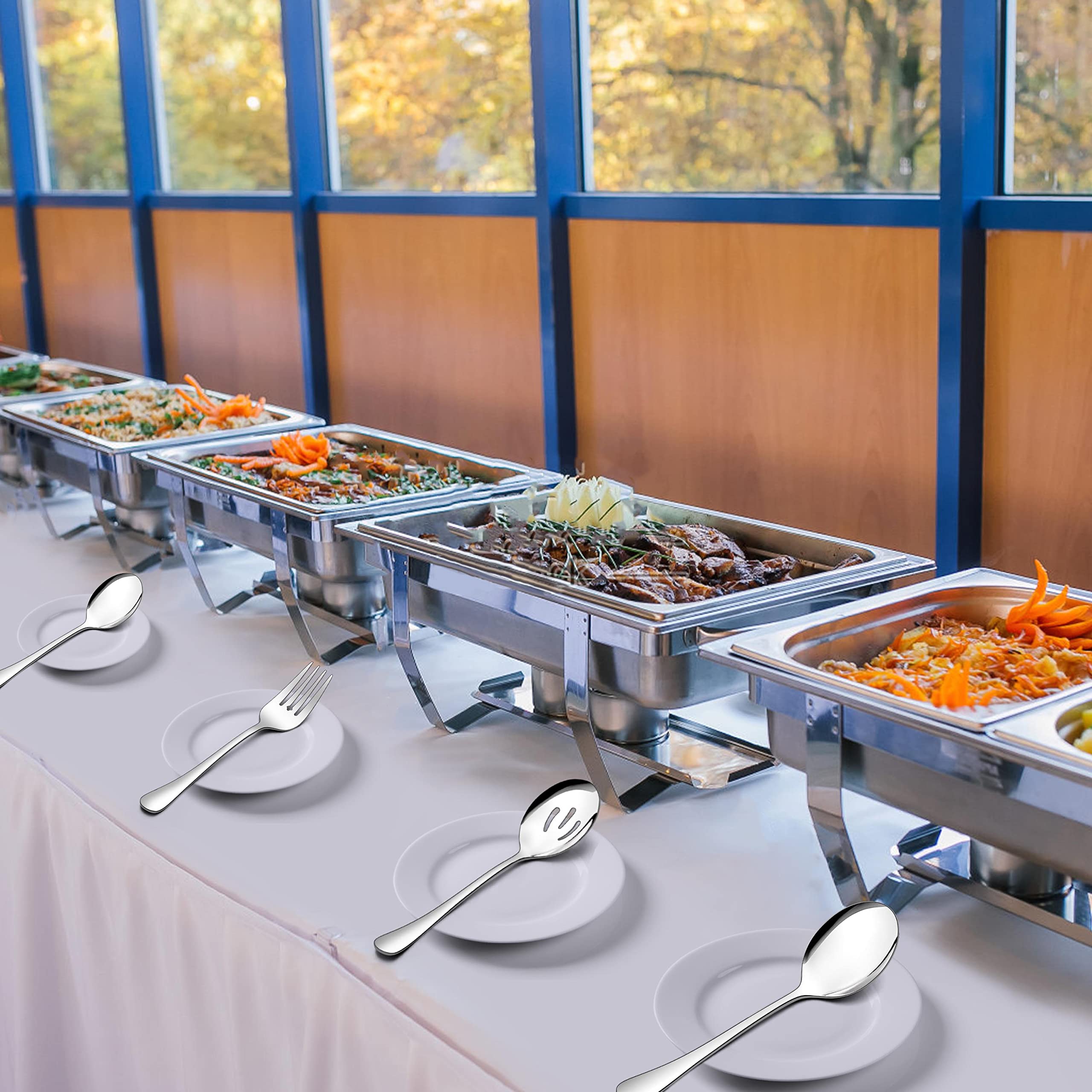 Snapklik.com : Stainless Steel 2 Large Serving Spoons, 2 Slotted ...