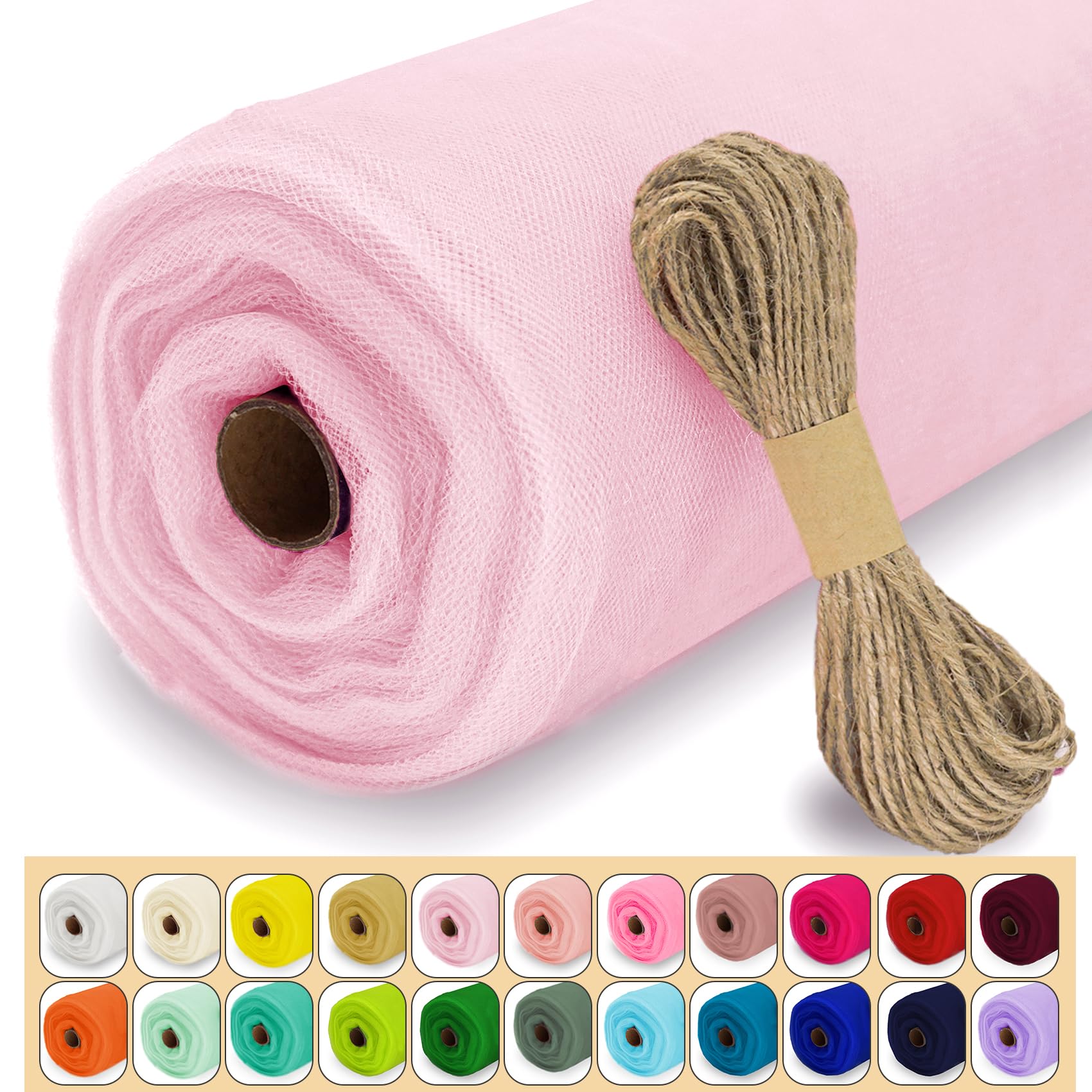 Amazon.com: Luceinvita Light Pink Tulle Fabric Roll, 54" x 40 Yards ...