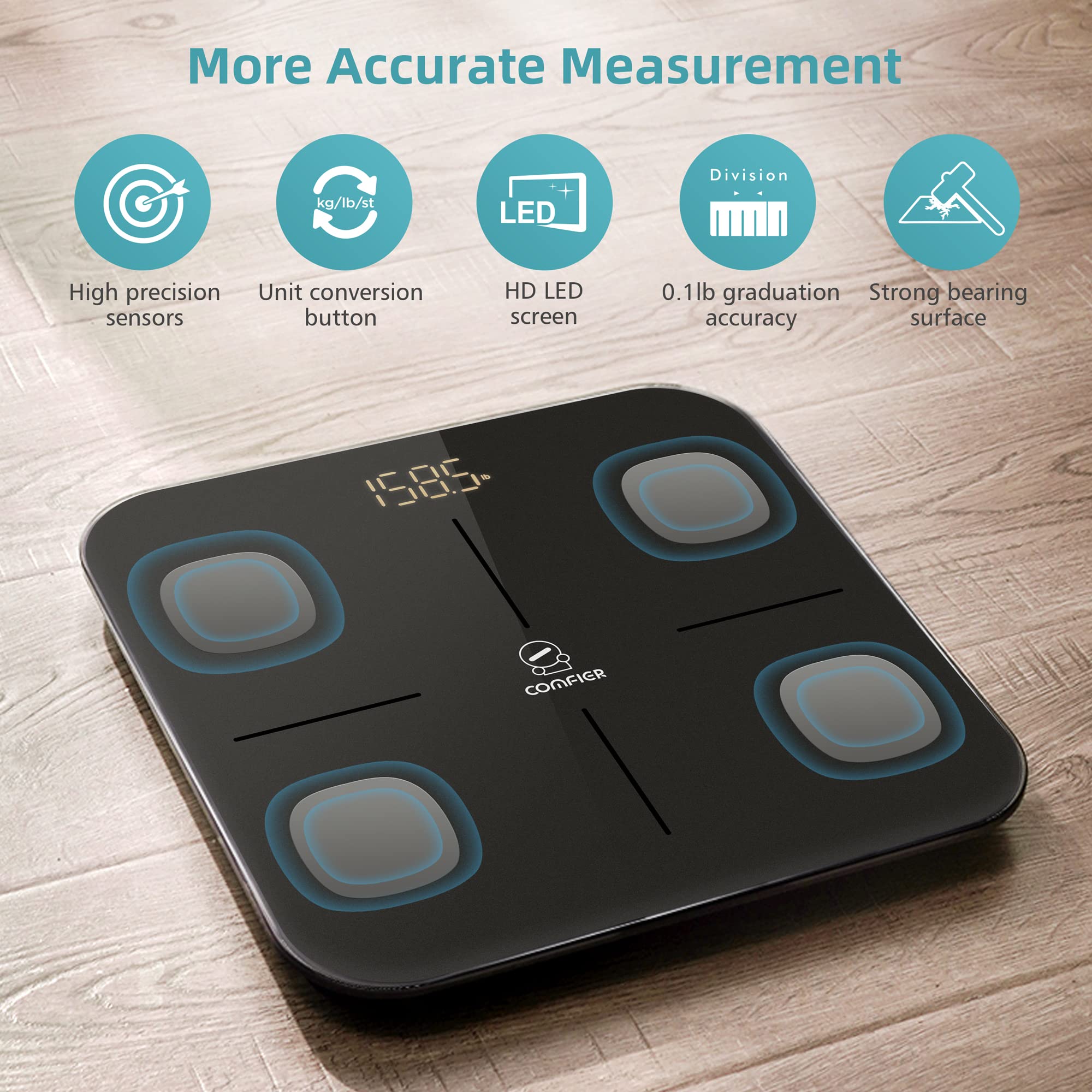 Snapklik.com : Comfier Smart Body Fat Scale, Accurate Digital Bathroom ...