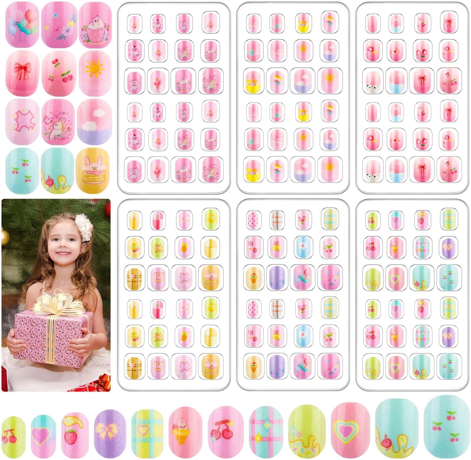 Amazon.com: 168Pcs Kids Press on Nails for Little Girls, Shynek ...