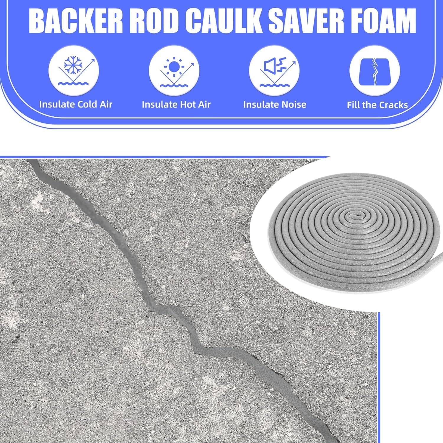 Snapklik.com : 3/8" Diameter X 36 Length Backer Rod Caulk Saver Foam ...