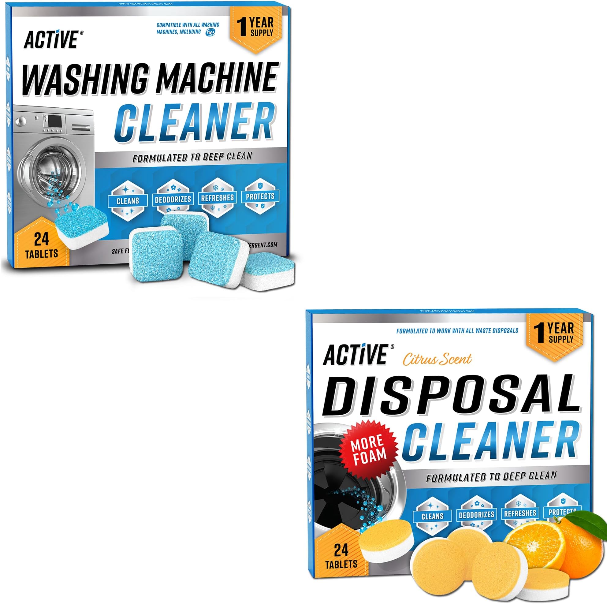 Amazon.com: ACTIVE Washing Machine And Disposal Cleaning Tablets 48 ...