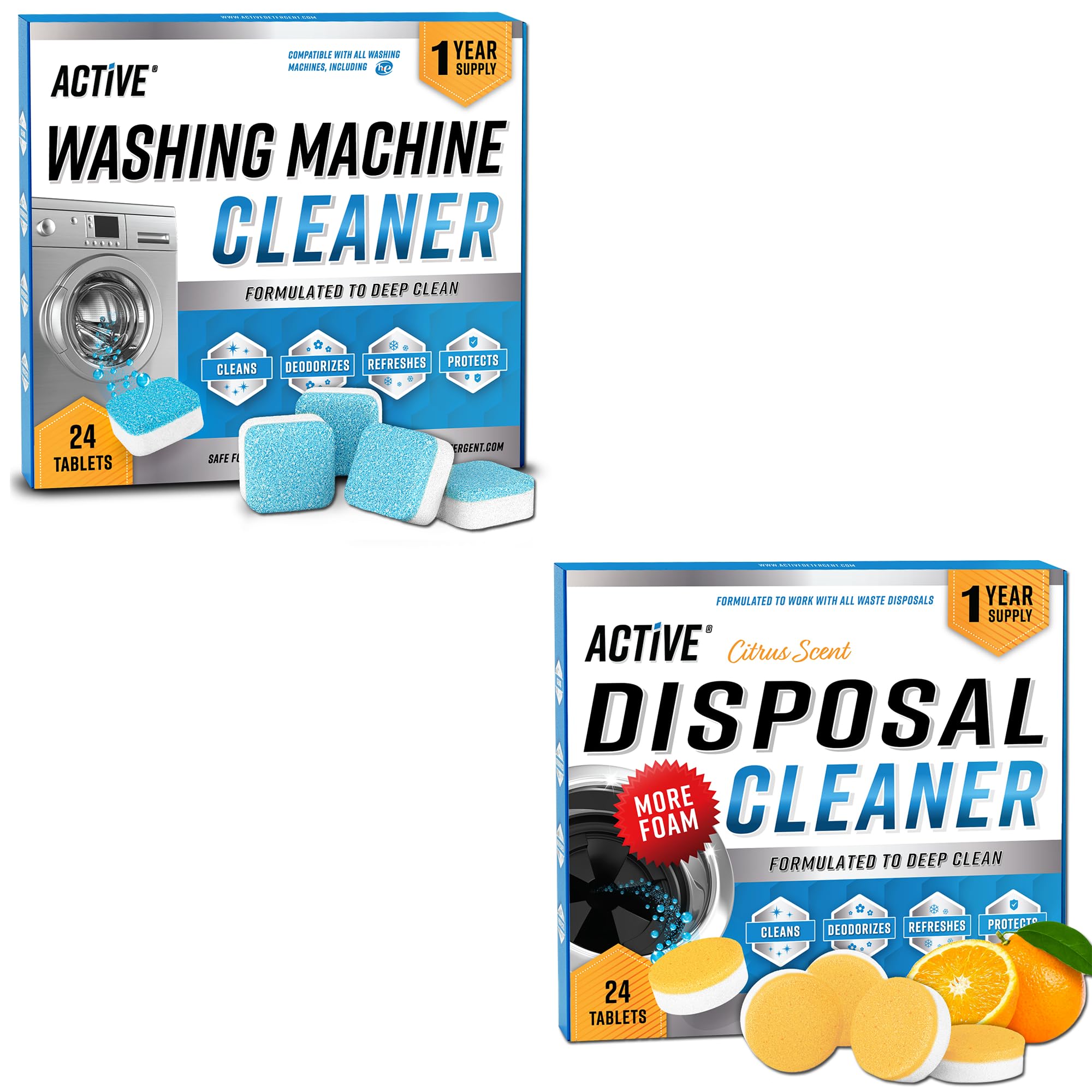 Amazon.com: ACTIVE Washing Machine And Disposal Cleaning Tablets 48 ...