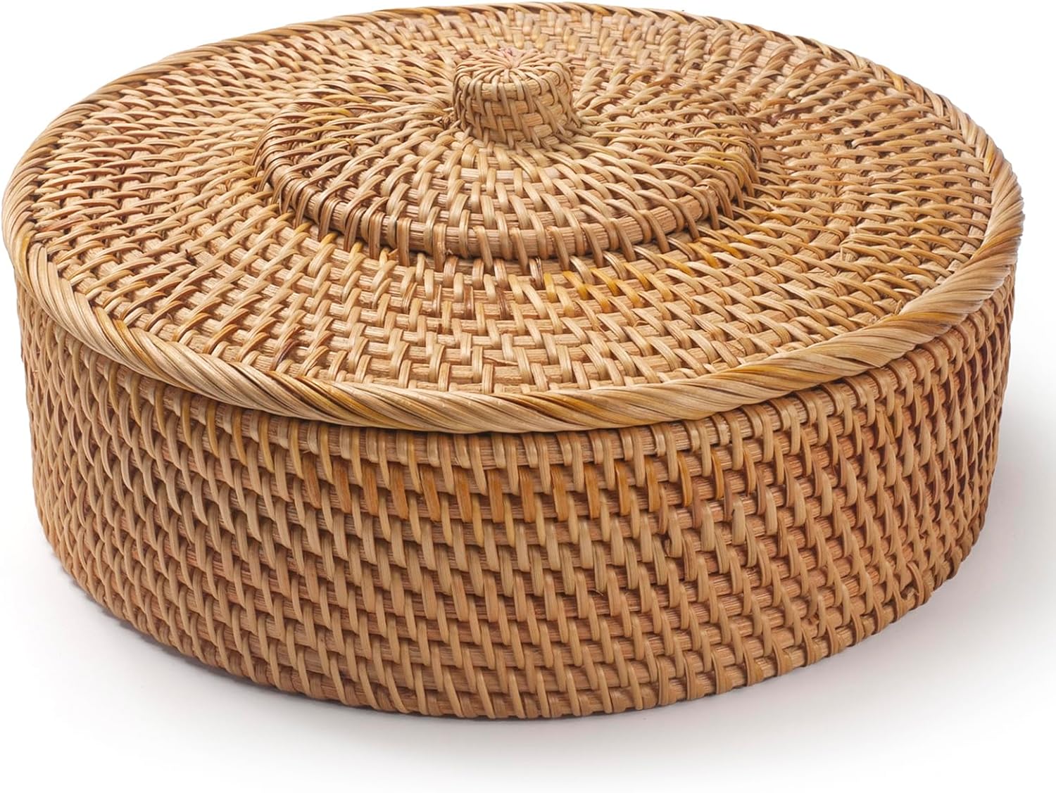 Amazon.com: Rattan Basket With Lid, Lidded Wicker Storage Basket for ...