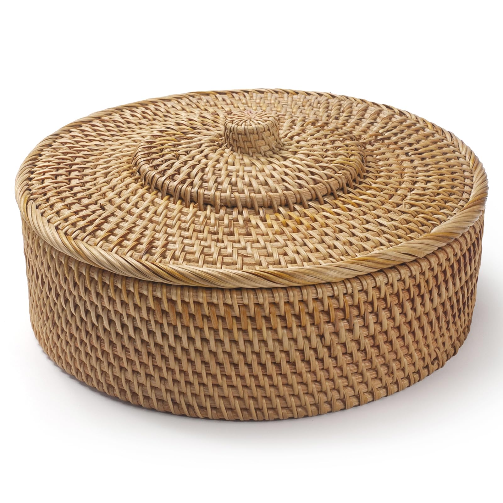 Amazon.com: Rattan Basket With Lid, Hand-Woven Storage Basket, Lidded ...