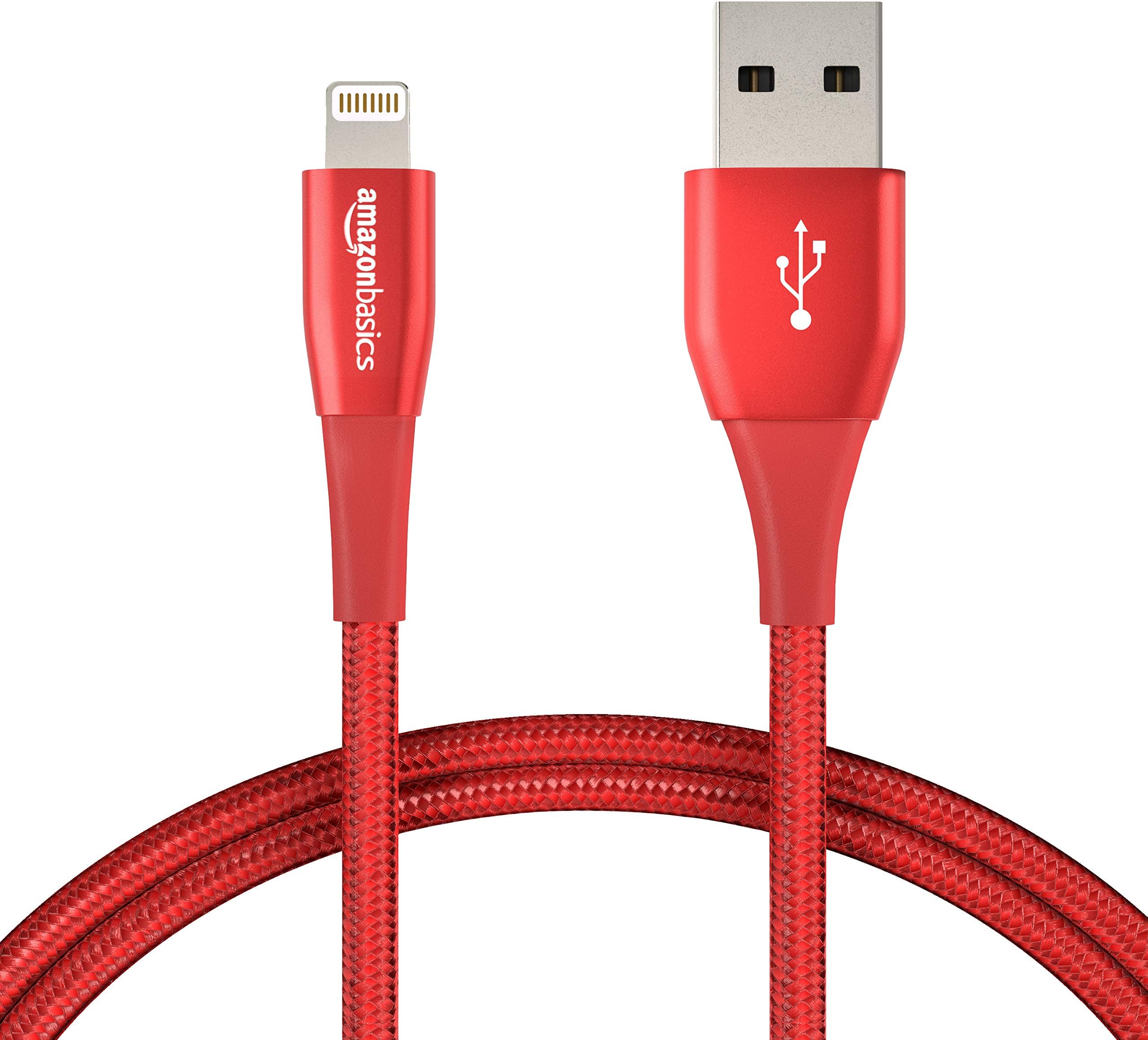AmazonBasics Double Nylon Braided Apple Certified Lightning to USB ...