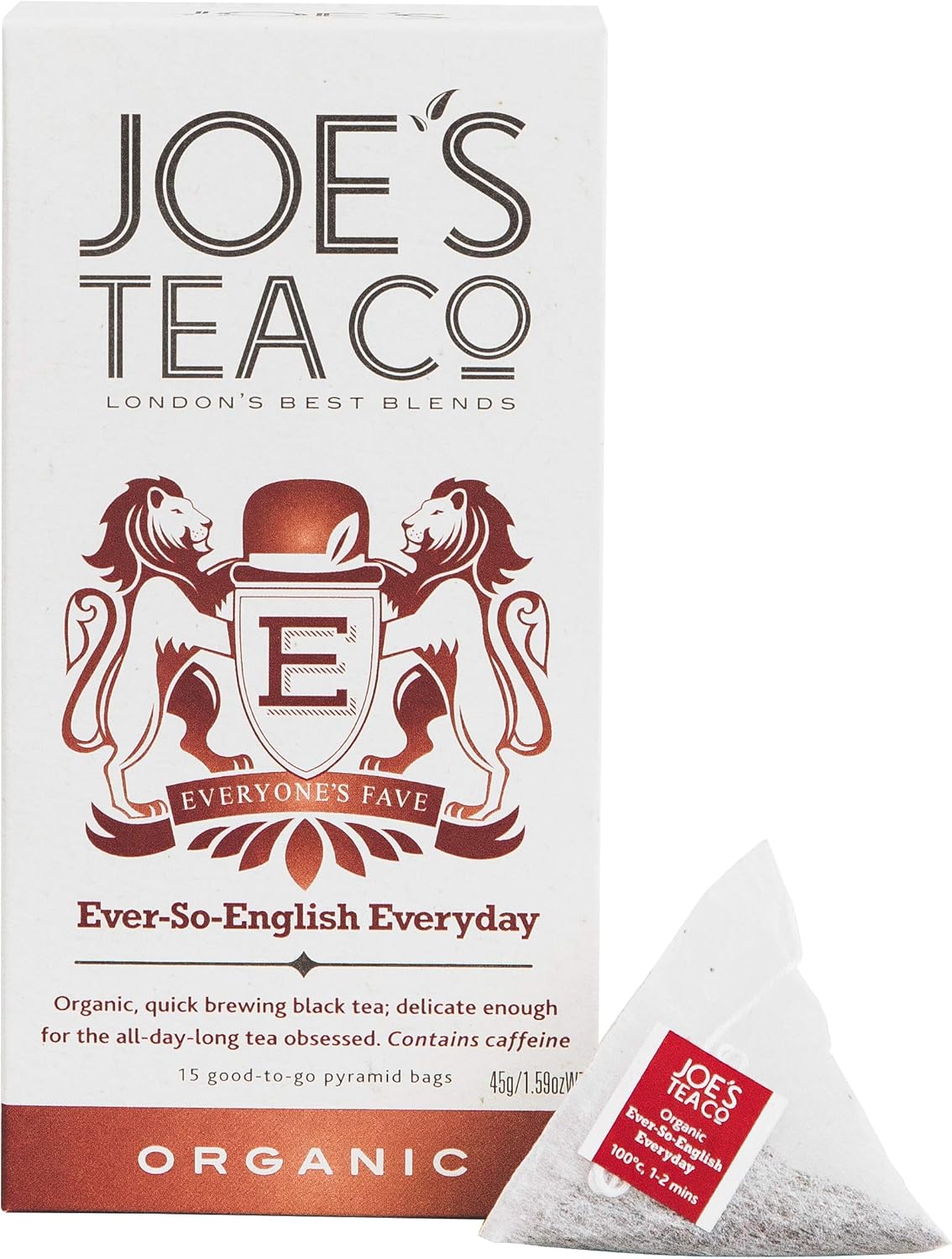 Joe's Tea Ever-So-English Everyday Organic Pyramid Tea Bags, 15-Count ...