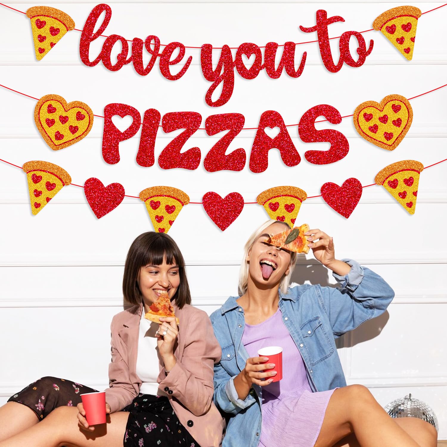 Snapklik.com : Love You To Pizzas Banner Valentine Pizza Decorations ...