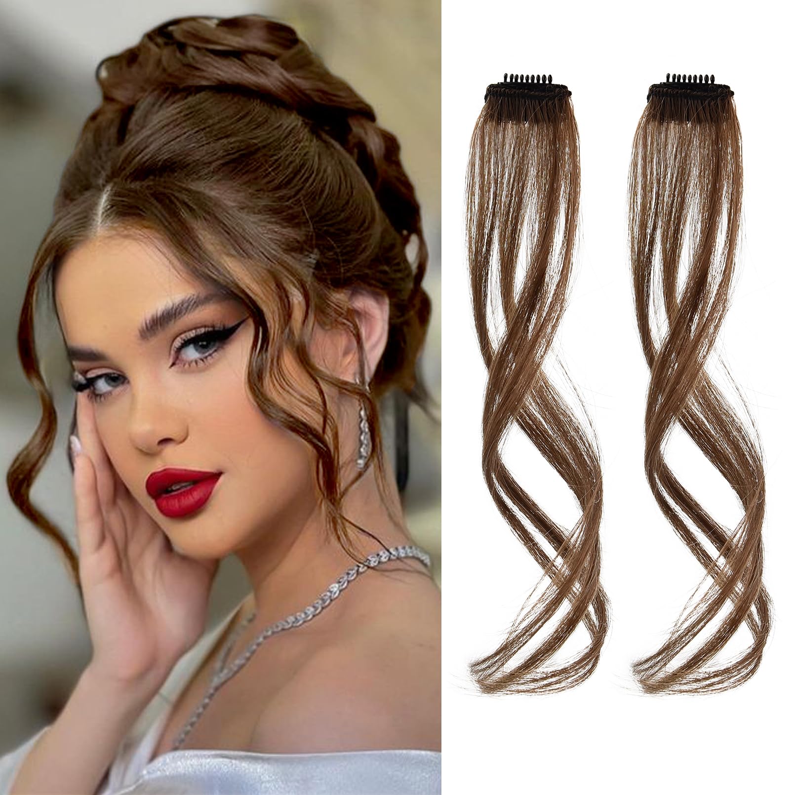 Amazon.com : REECHO Long Side Air Bangs, Wavy Curly Clip in Bangs Front ...