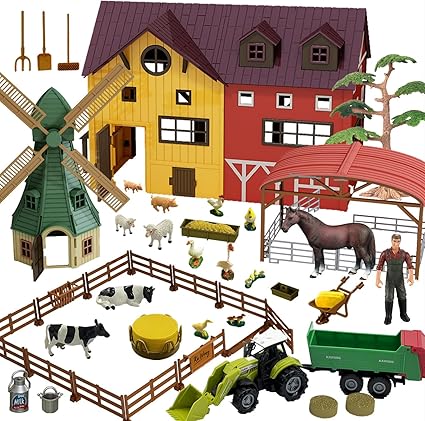 Amazon.com: Peagprav Farm Animals Figurines Toys -140 pcs Toy Set Barn ...
