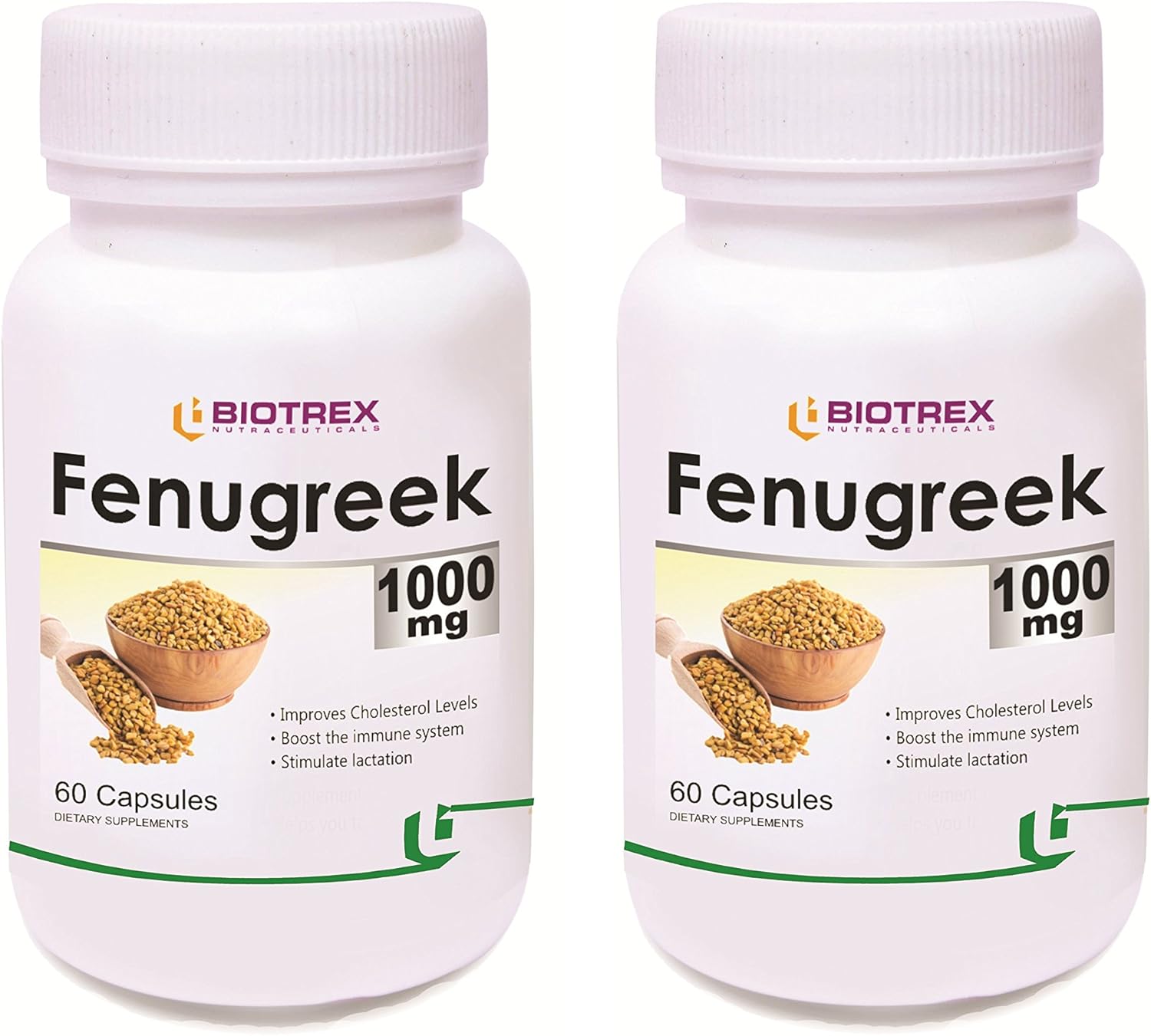 Biotrex Nutraceuticals Fenugreek 1000mg - 60 Capsules (Pack of 2) : Buy ...