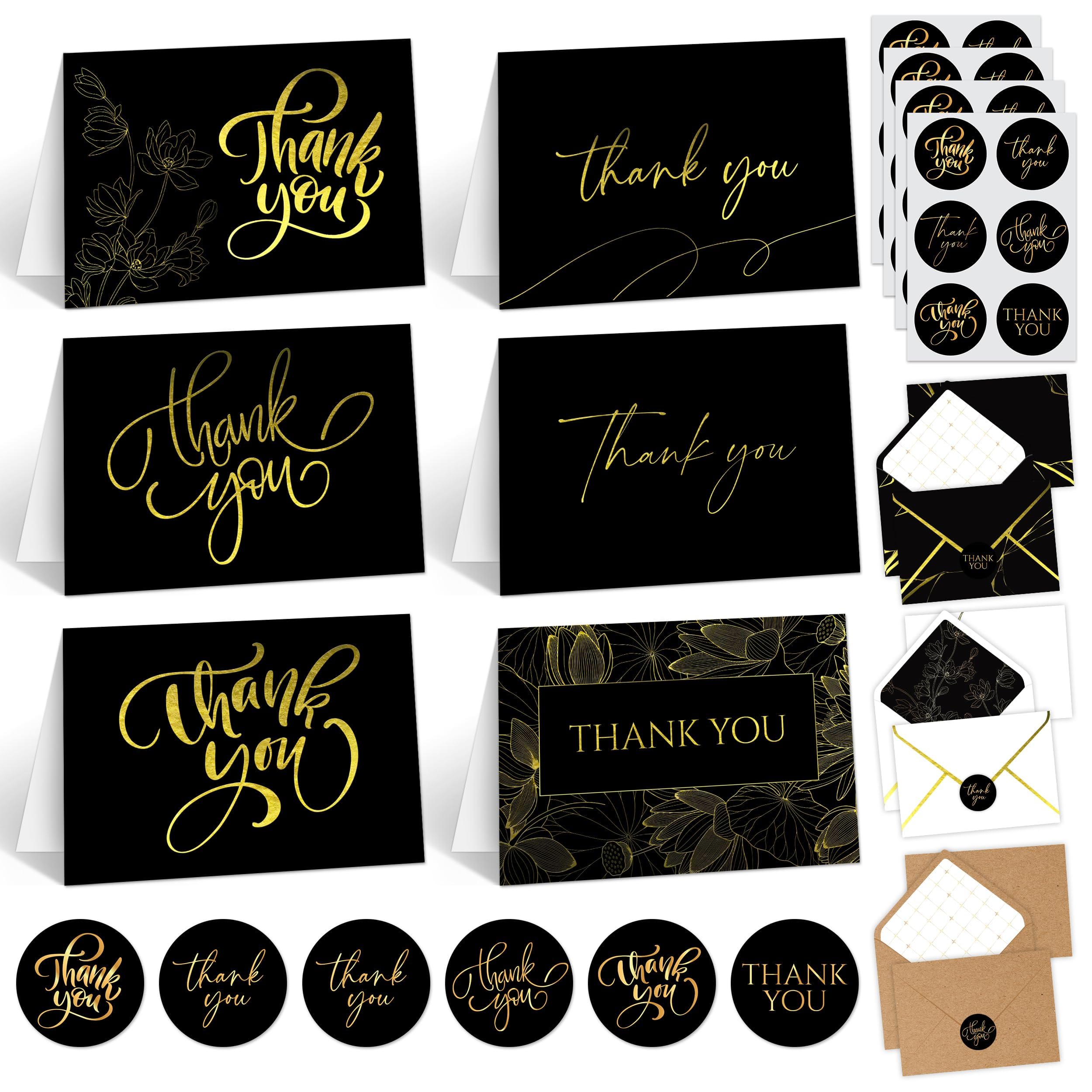 Black And Gold Thank You Notes Elegant Gold Thank You Stock