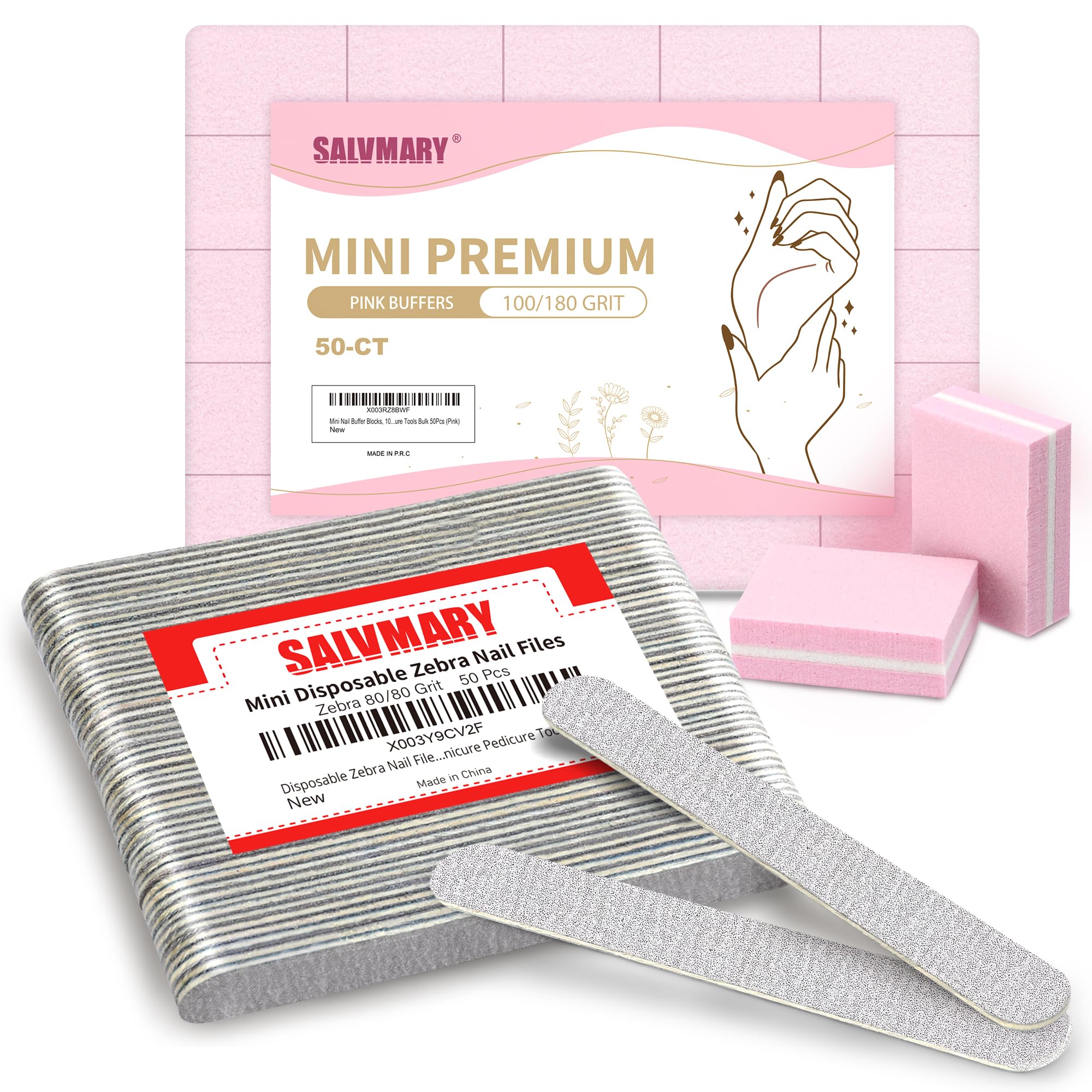 Amazon.com : 5 Inch Disposable Zebra Nail Files 80/80 Grit 50 Pcs and ...