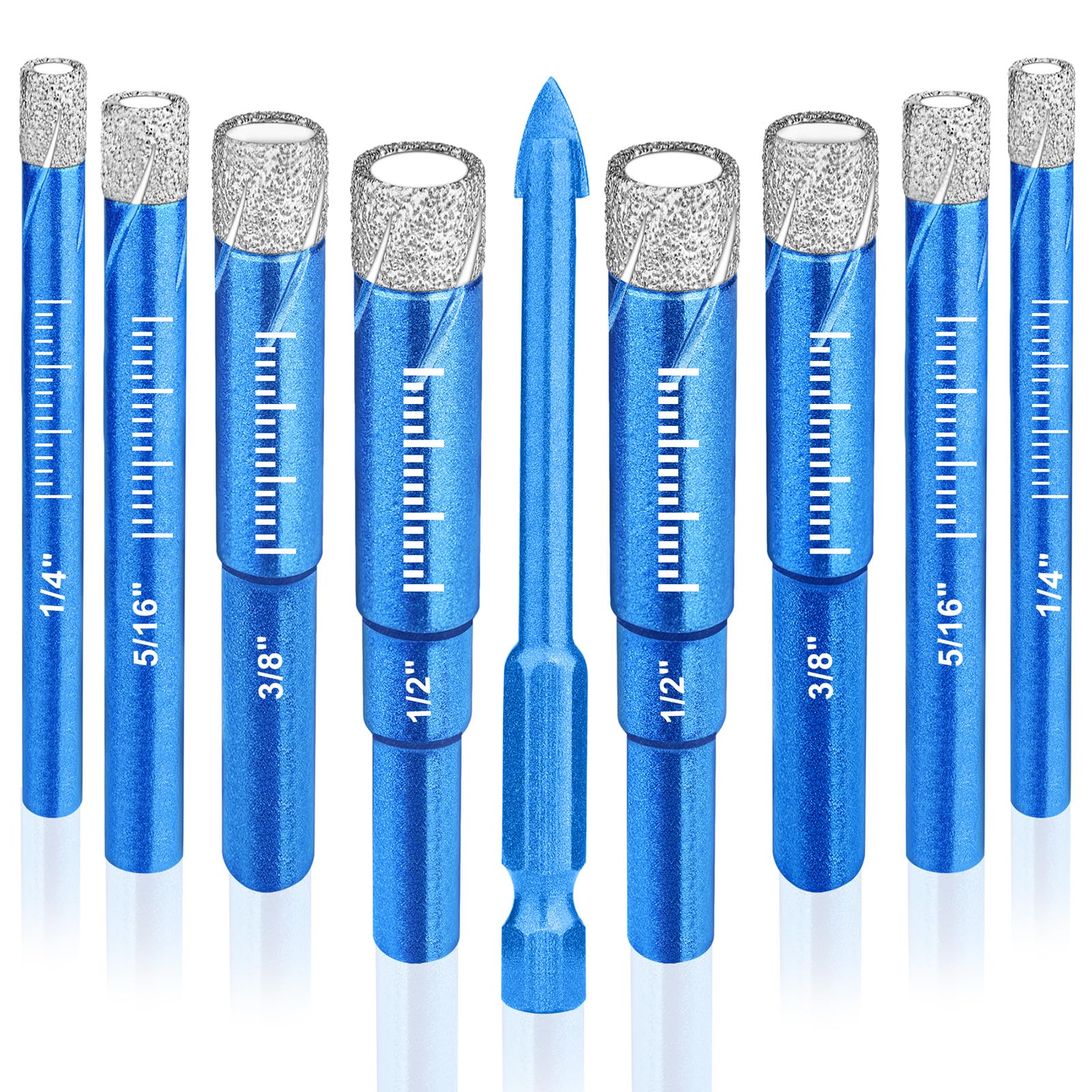 Comfylichi 9 Piece Dry Diamond Drill Bits Set, Tile Drill Bits for ...