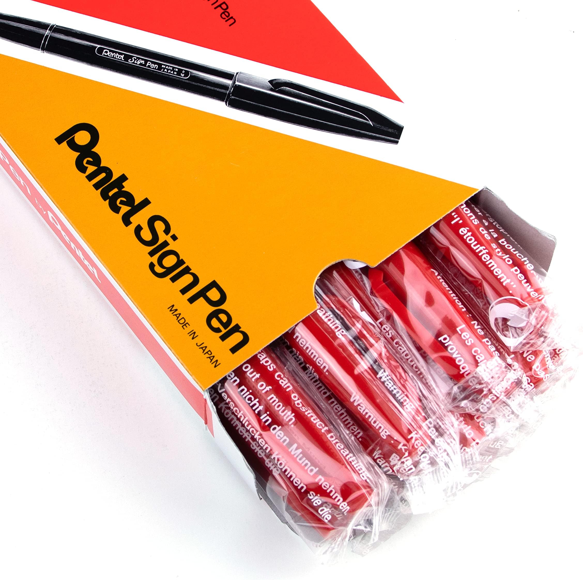 Pentel Sign Pen Fiber-Tipped Pen, Red Ink, Box of 12 (S520-B) : Amazon ...