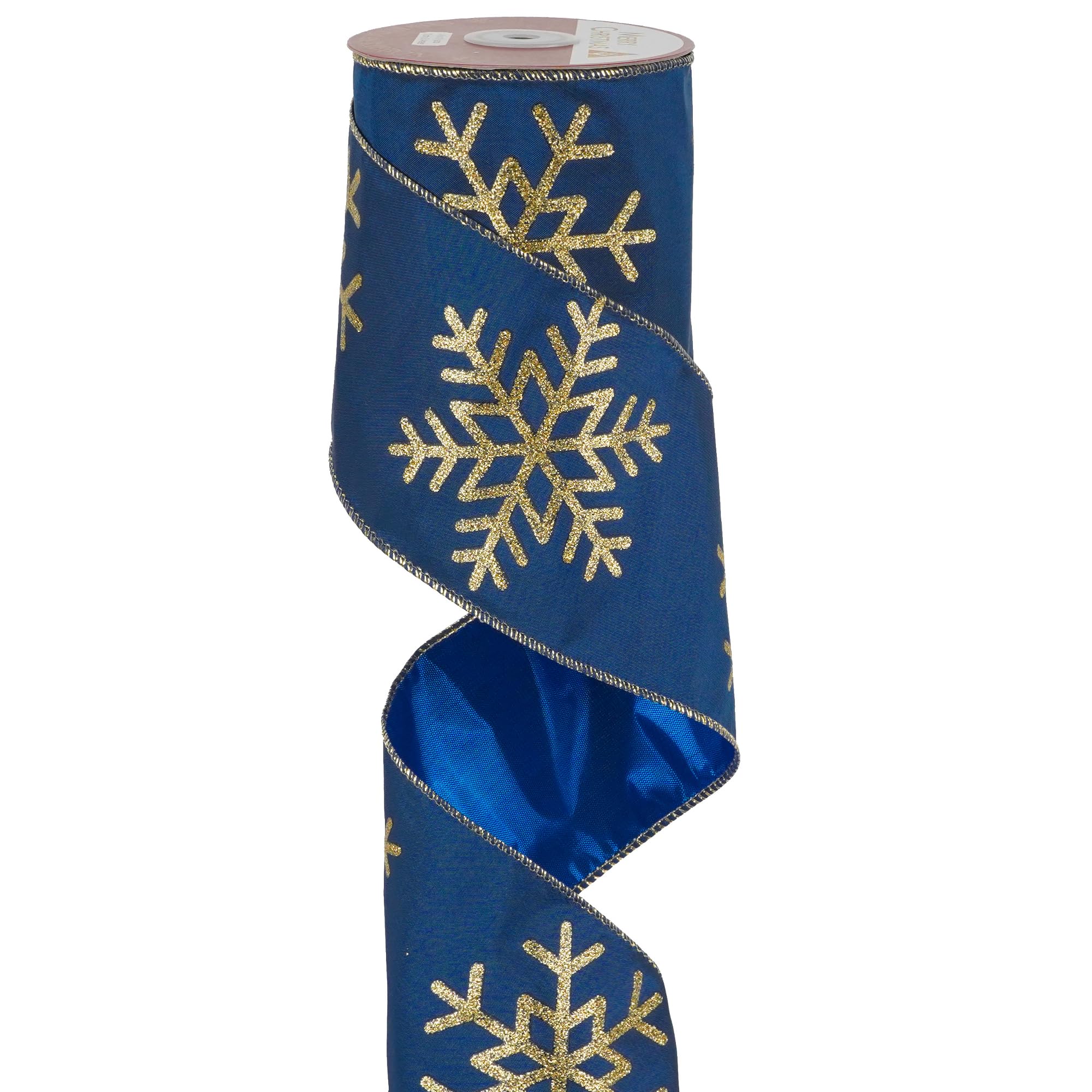Amazon.com: MEEDEE 4 Inch Navy Blue Snowflake Ribbon Wired Christmas ...