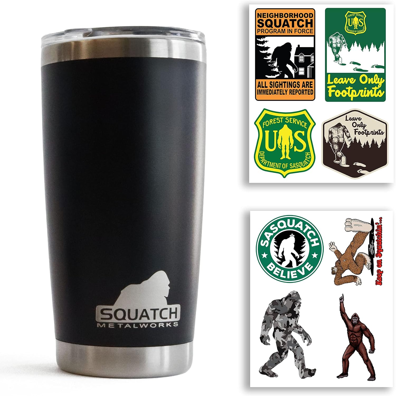 Amazon.com | SQUATCH METALWORKS Black Bigfoot/Sasquatch Tumbler ...