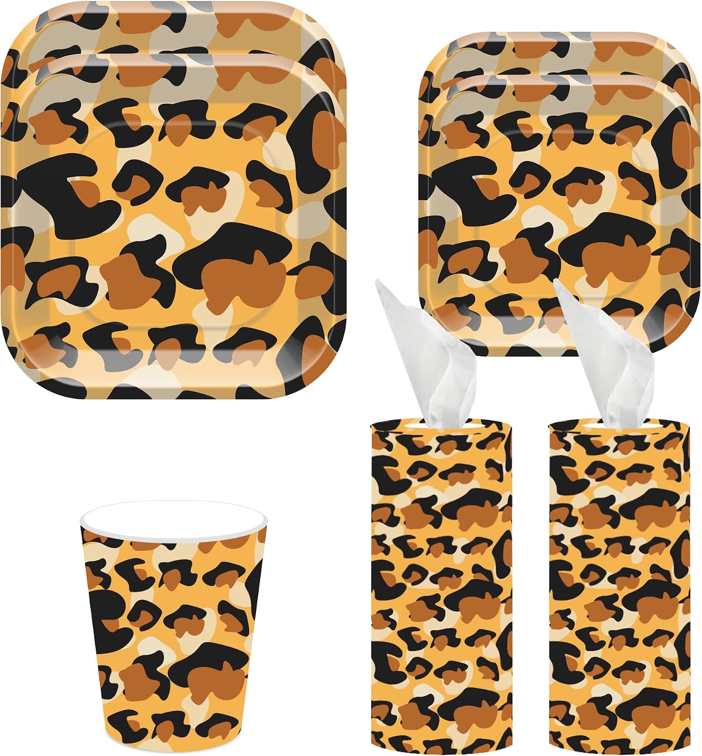 Amazon.com: Leopard Print Disposable Dessert Square Plates for Birthday ...